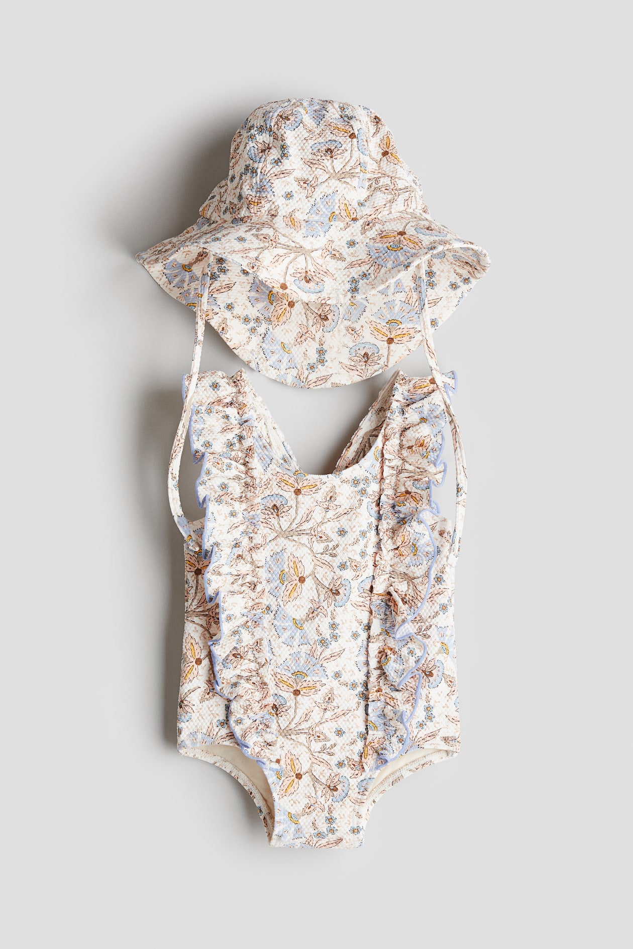 Swimsuit and Sun Hat Set - White/floral - Kids | H&M US