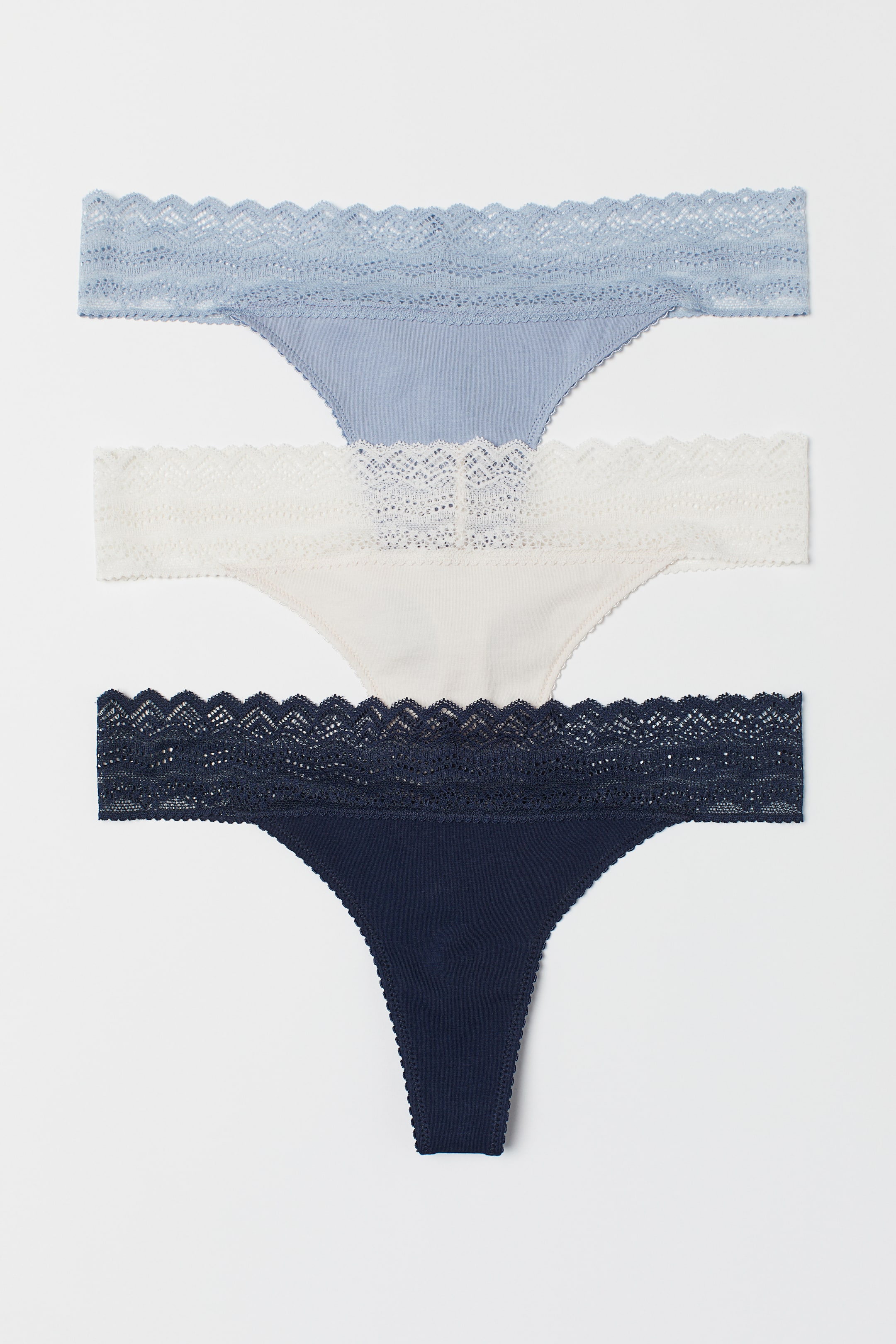 3-pack cotton thong briefs - Light blue/White - Ladies | H&M IN
