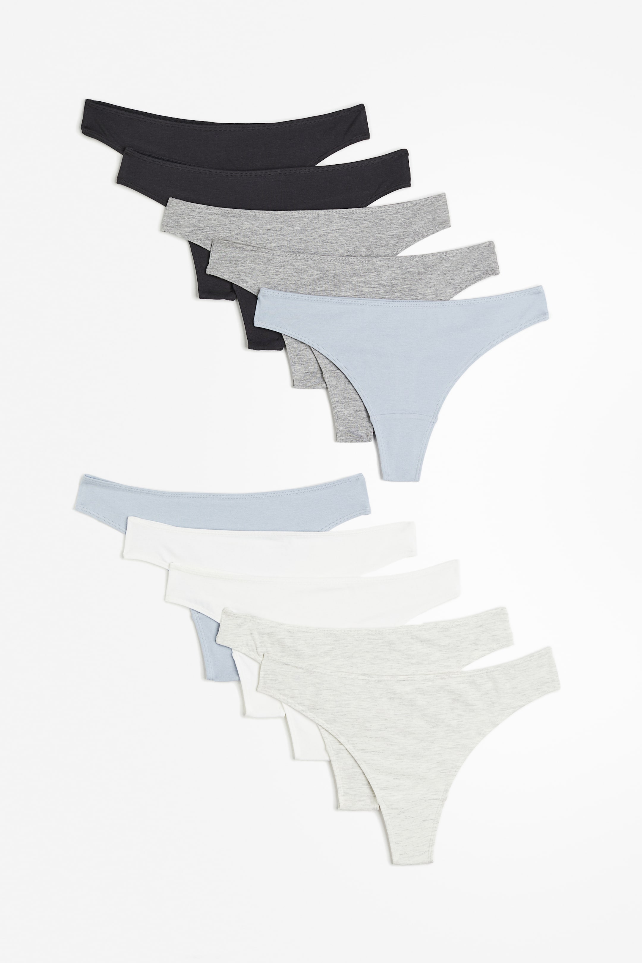 10-pack thong briefs - Grey marl/Light blue - Ladies | H&M GB