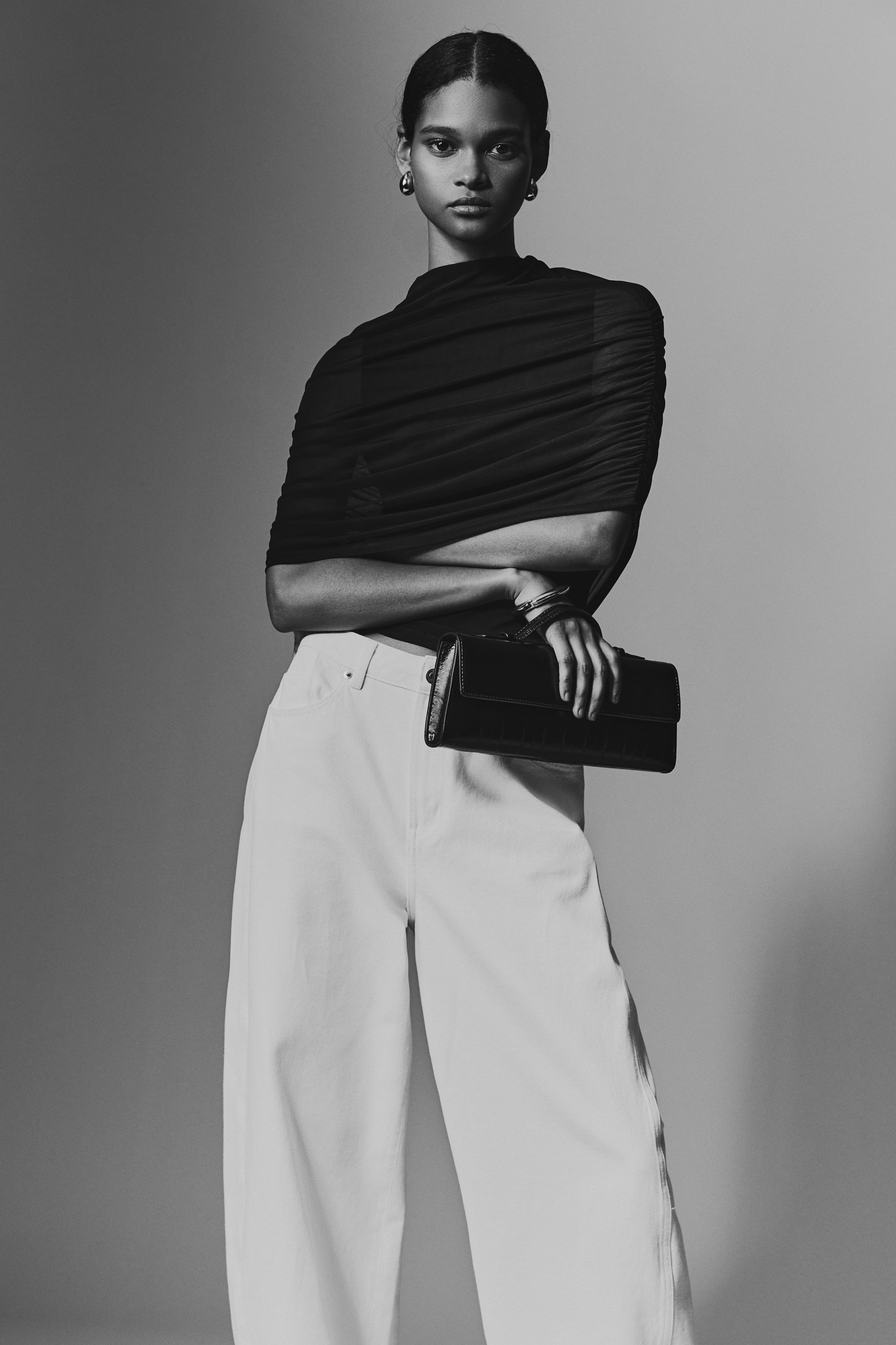 Women's Black Cape-Detail Jersey Top | H&M CA