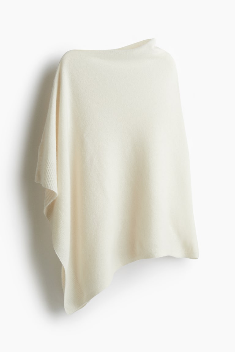 Women's White Fine-knit Cashmere-blend Poncho | H&M US