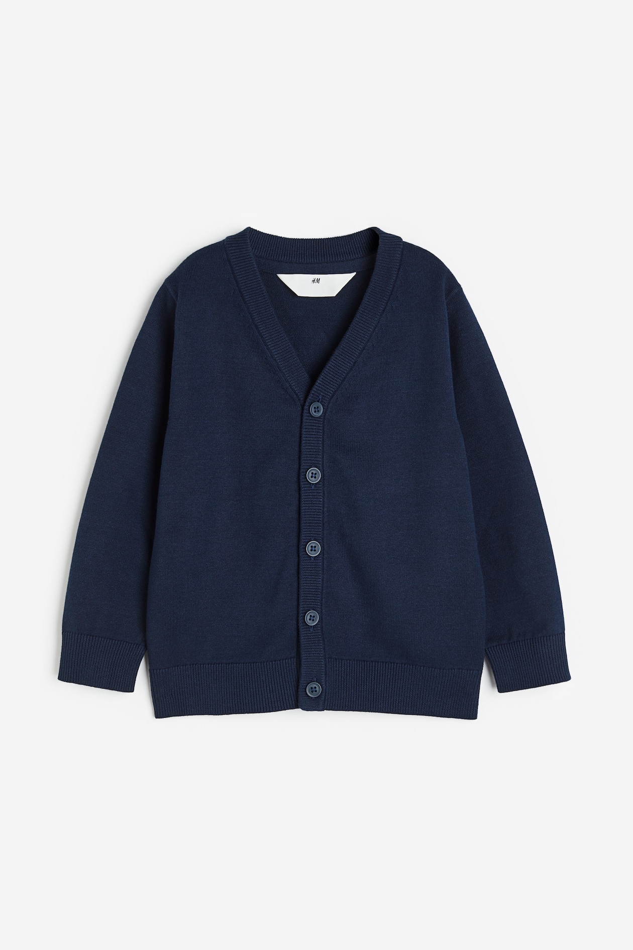 Fine-knit Cotton Cardigan - Navy blue - Kids | H&M US