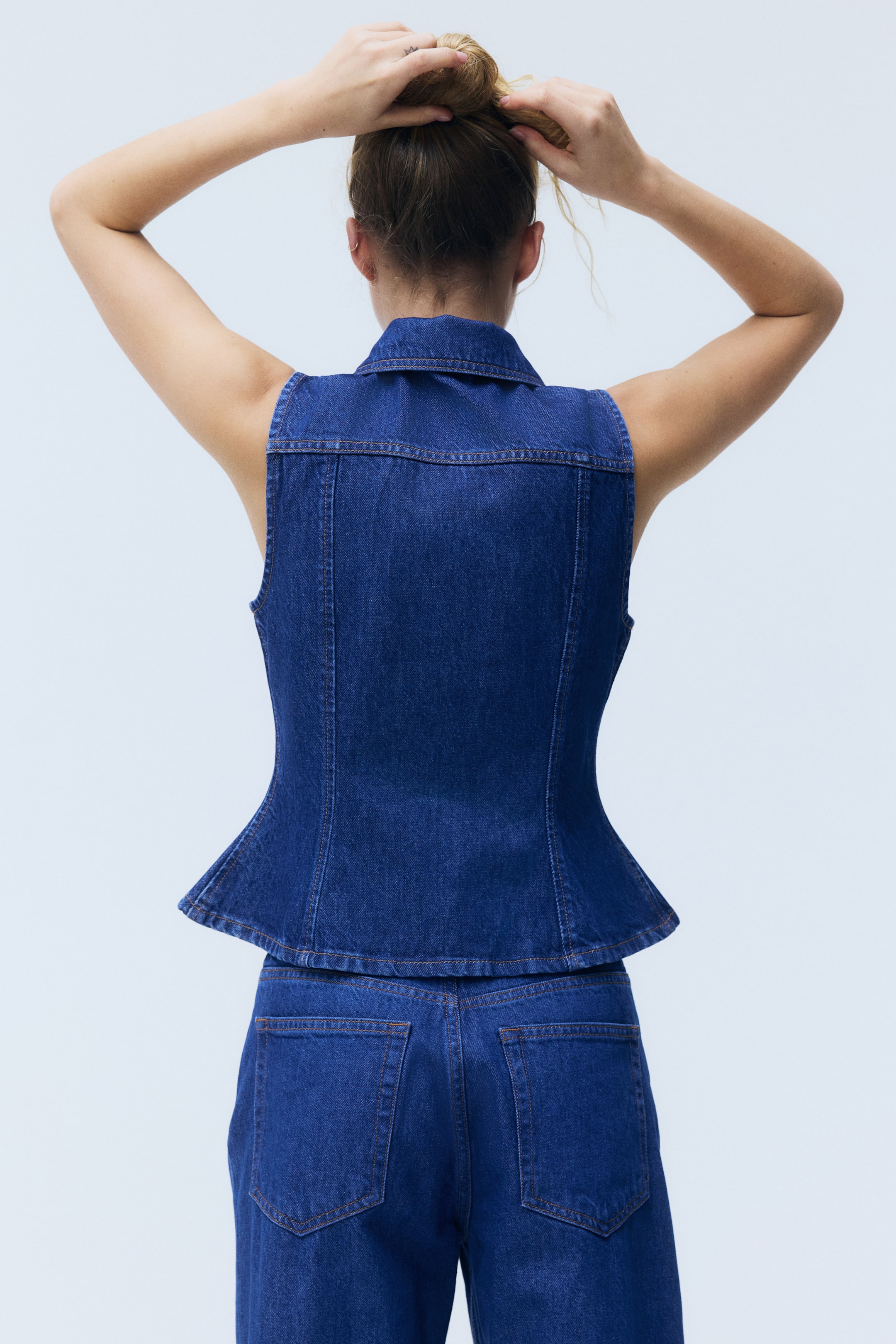 Peplum denim waistcoat - Denim blue - Ladies | H&M IN