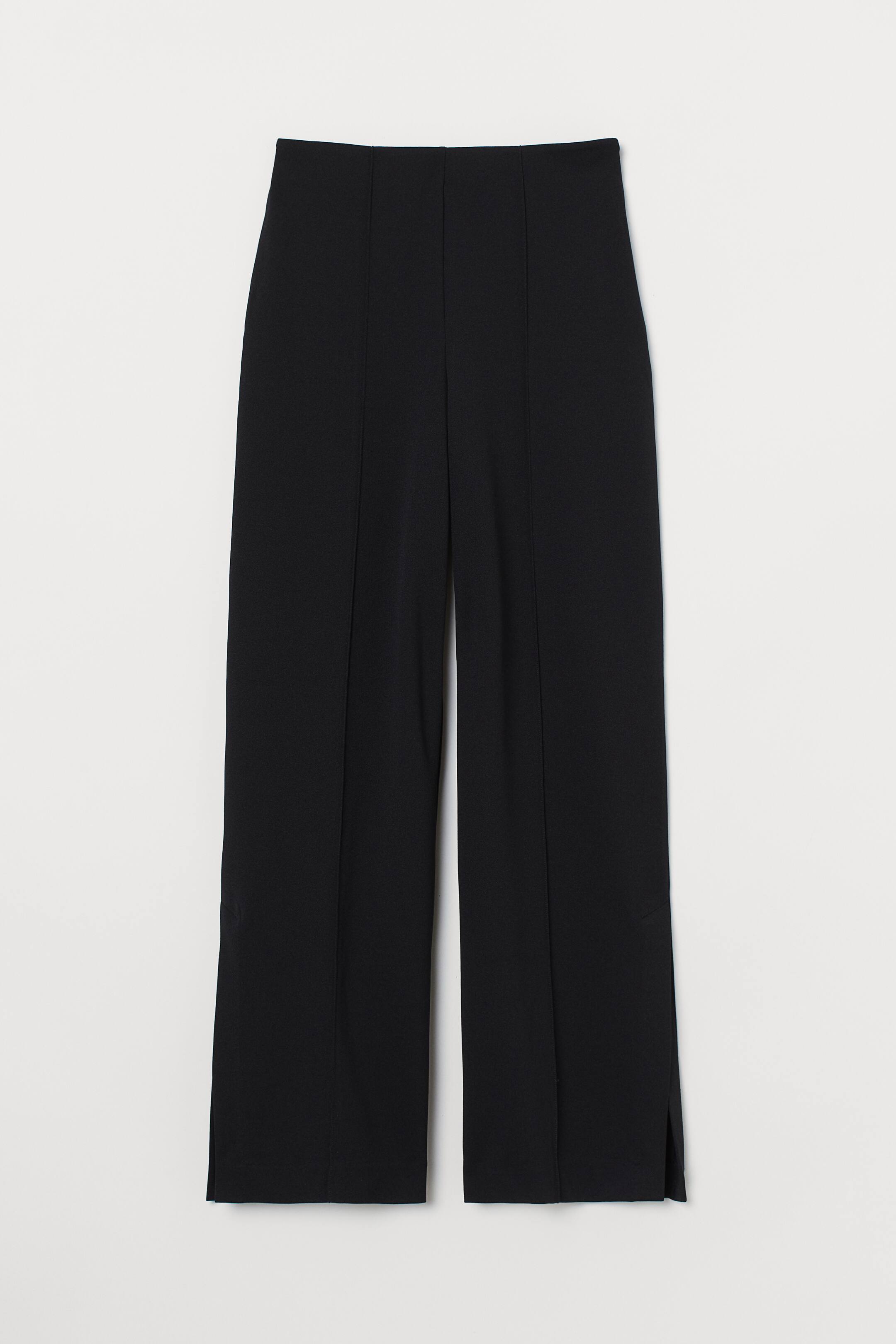 Wide side-slit trousers - Black - Ladies | H&M GB