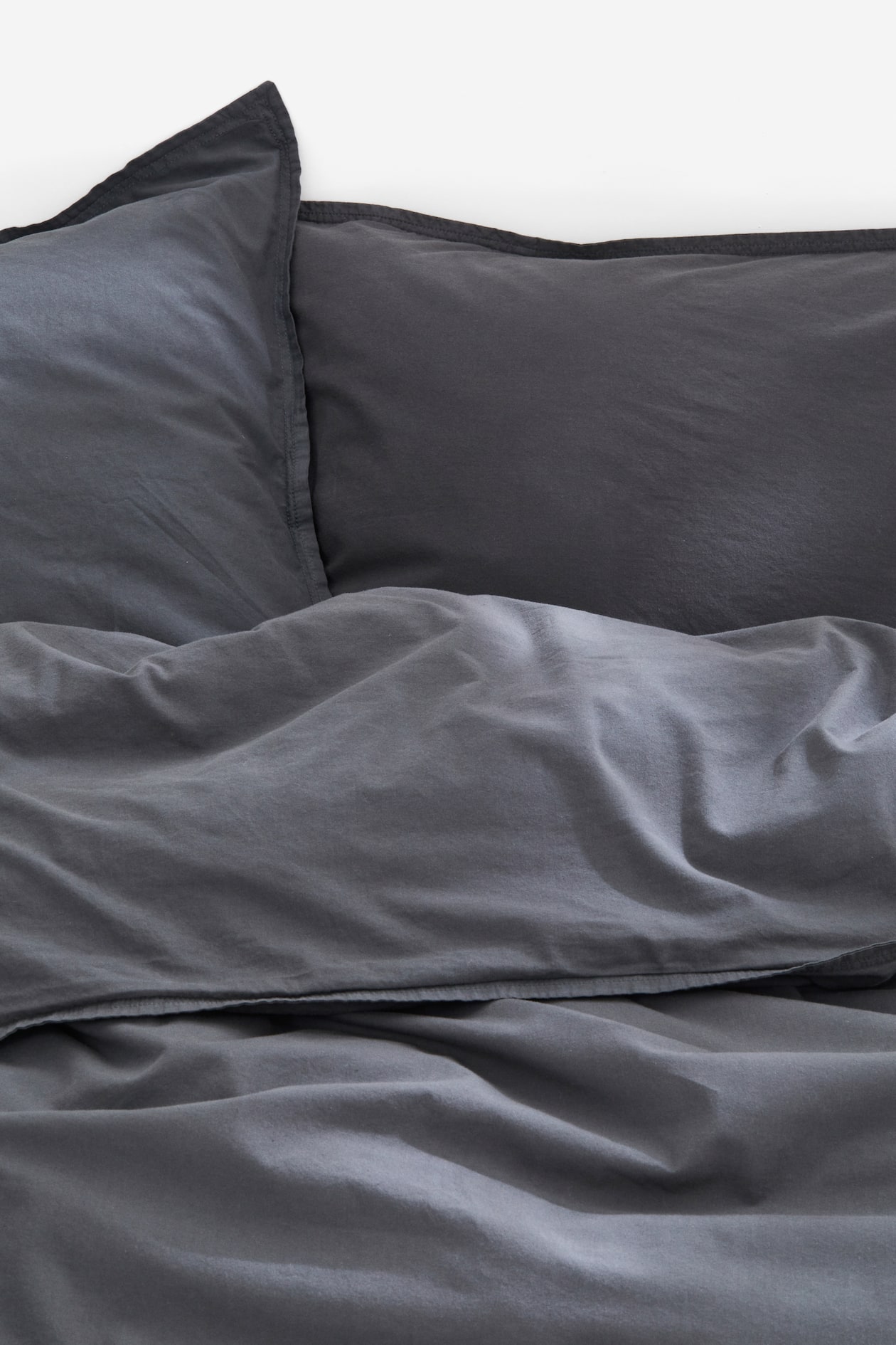 Washed Cotton King/Queen Duvet Cover Set - Dark gray - Home All | H&M US