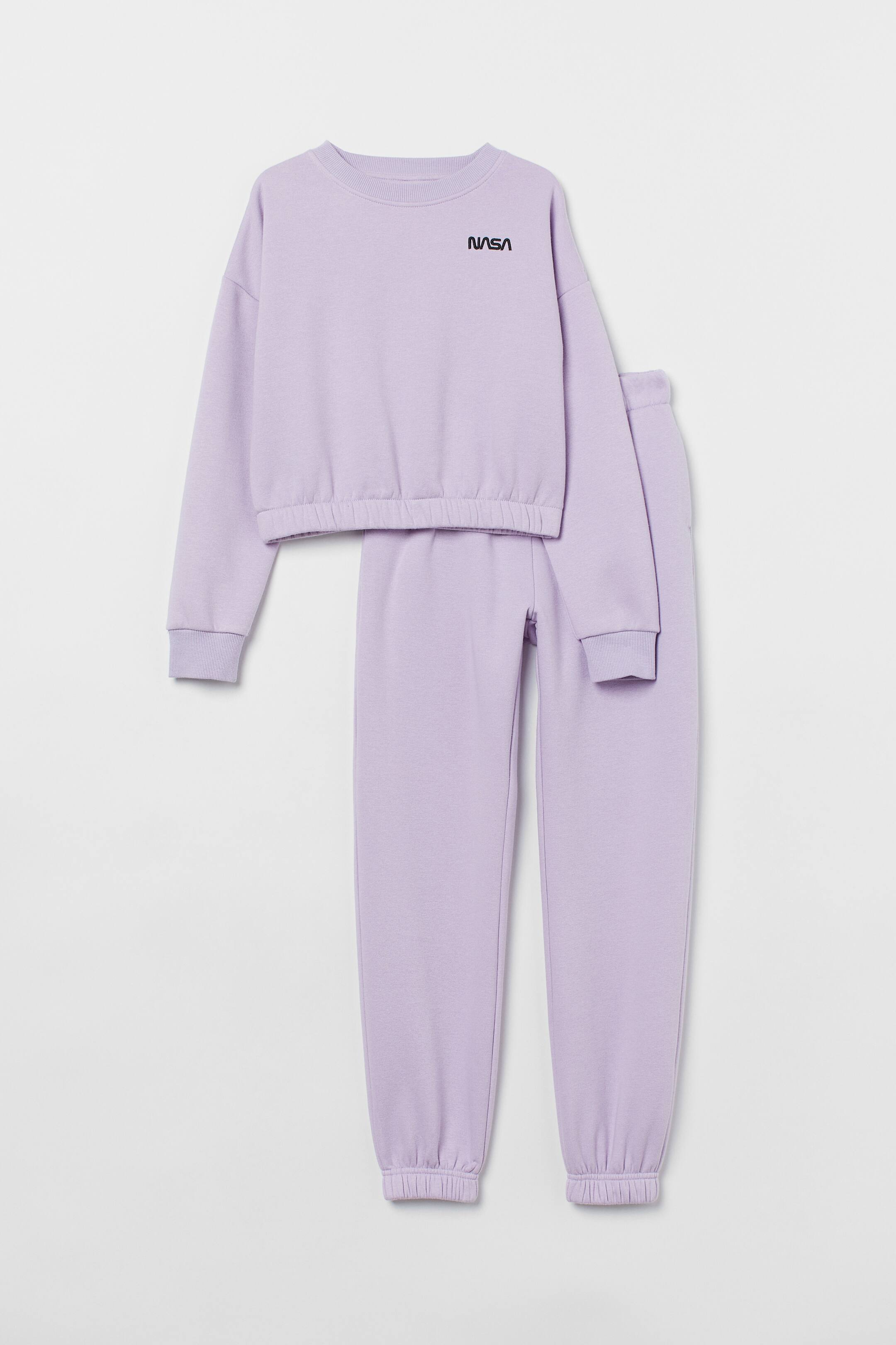 2-piece set - Round neck - Long sleeve - Light purple/NASA - Kids | H&M GB