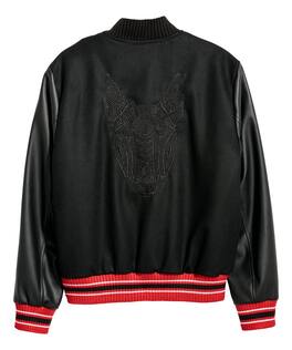 Padded Baseball Jacket - Black/red - Men | H&M US