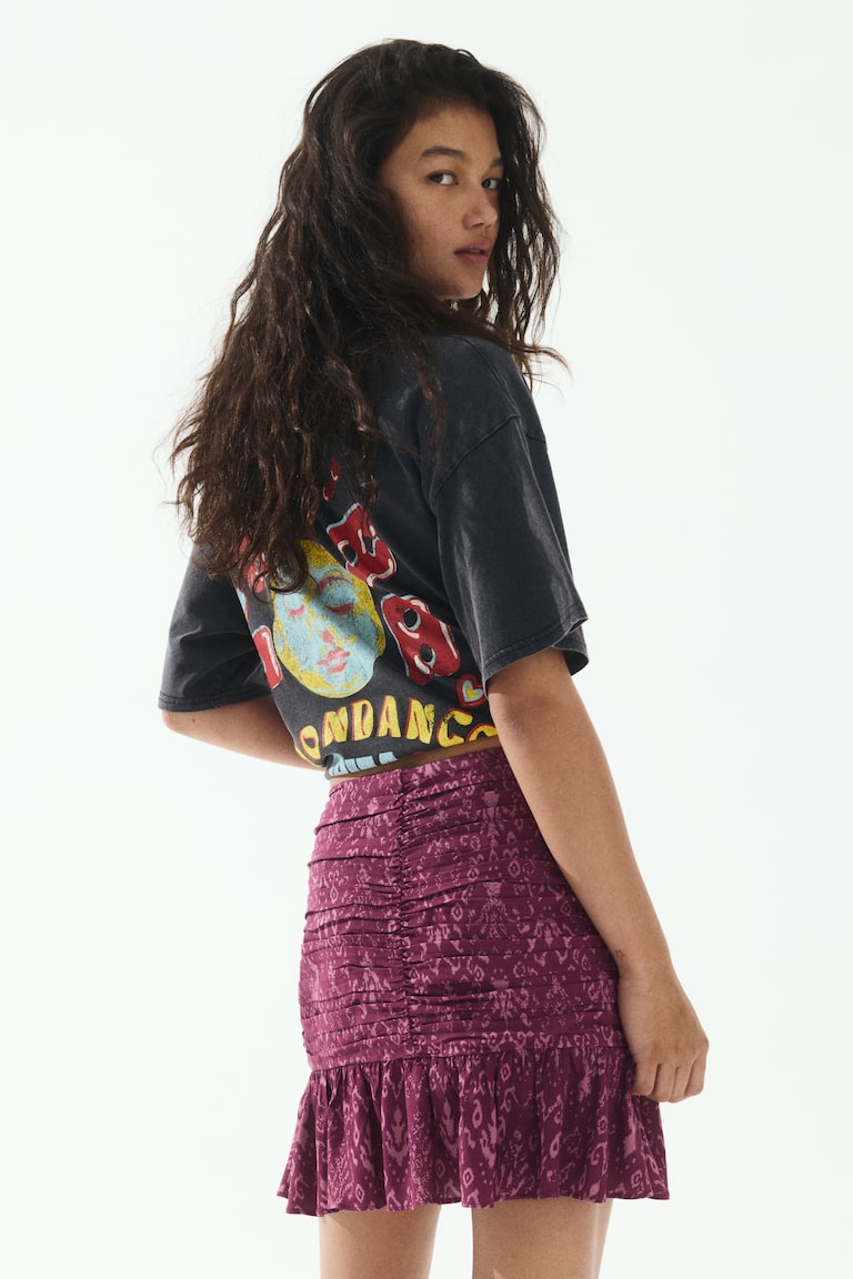 Women's Purple/patterned Gathered Mini Skirt | H&M CA