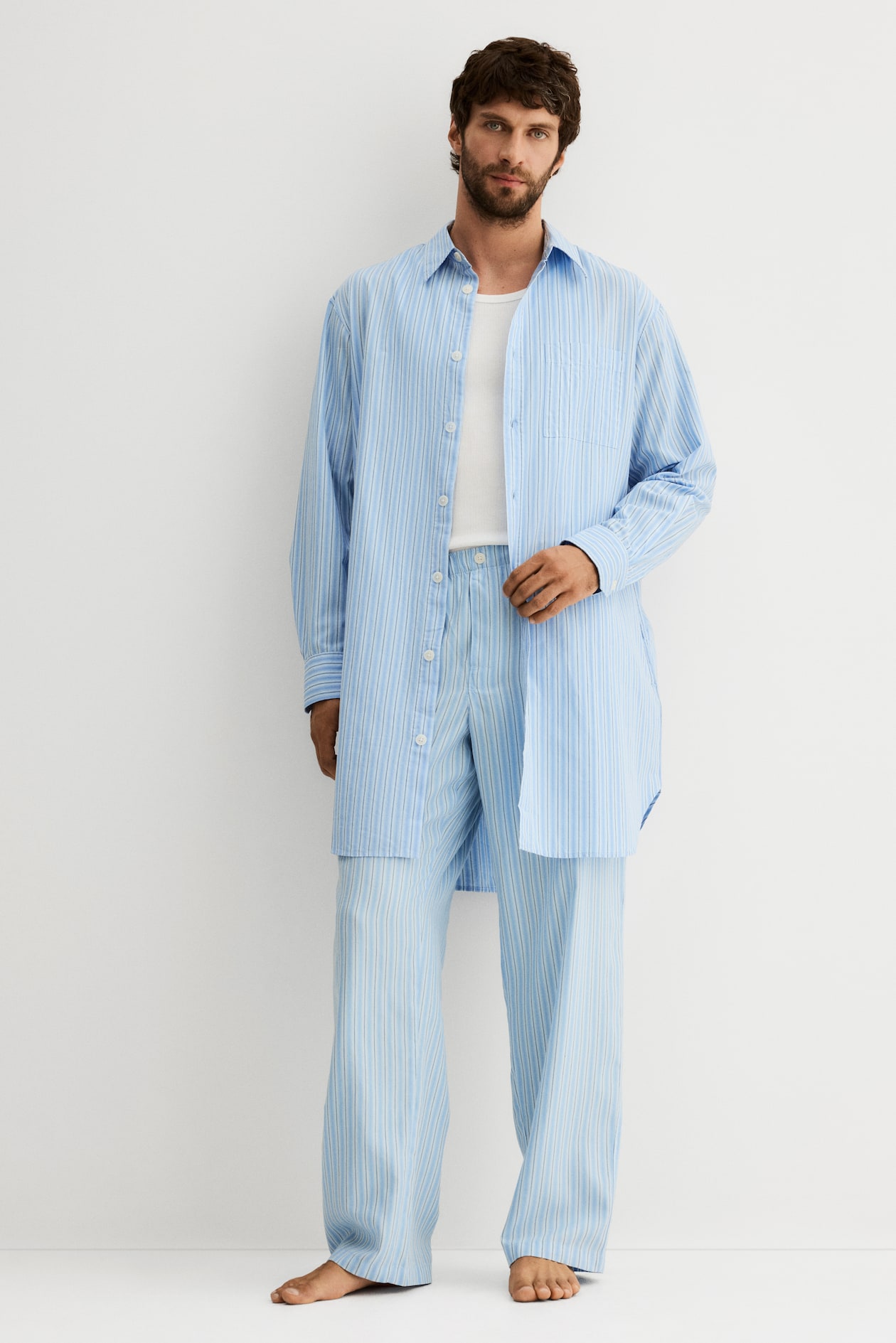 Lang katoenen hemd - Lichtblauw - HEREN | H&M BE