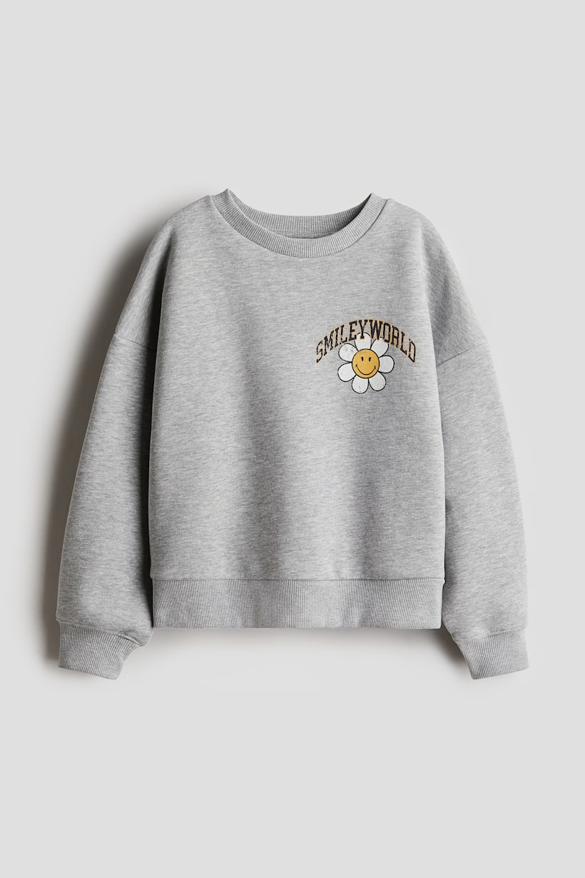 Light gray/SmileyWorld® Sweatshirt with Printed Motif for kids | H&M US