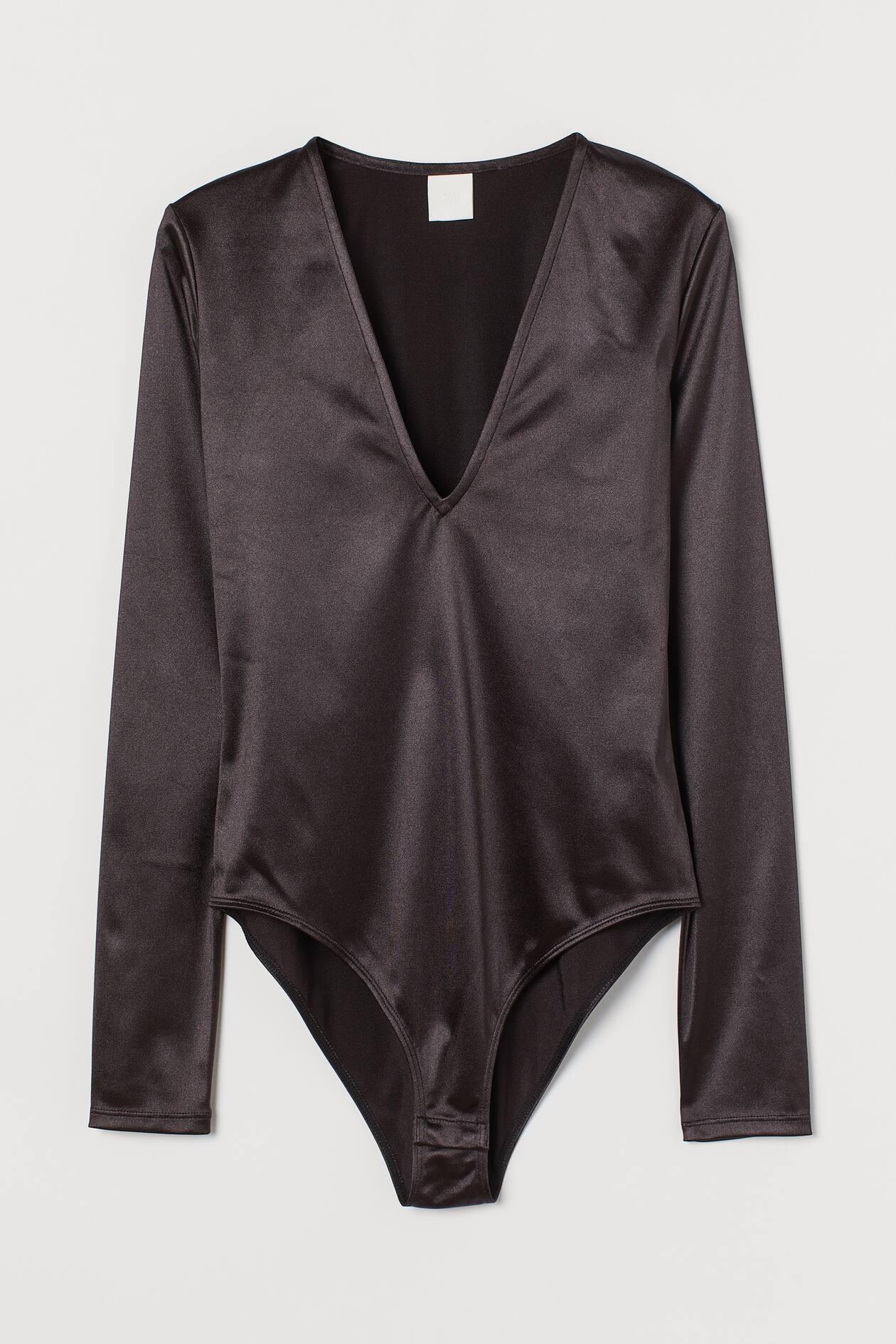 V-neck body - V-neck - Long sleeve - Black - Ladies | H&M GB