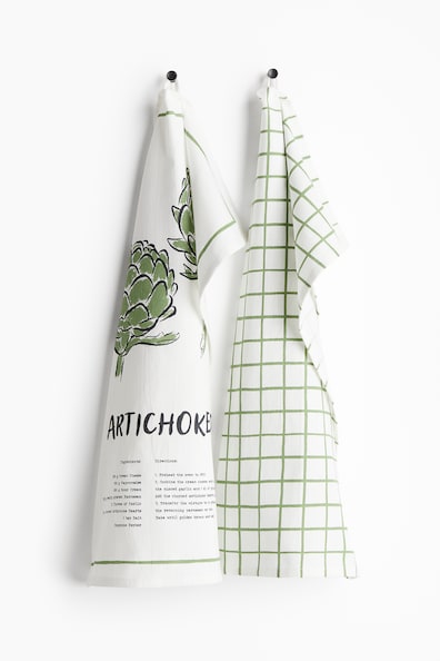 2-pack Tea Towels - Green/patterned - Home All | H&M US