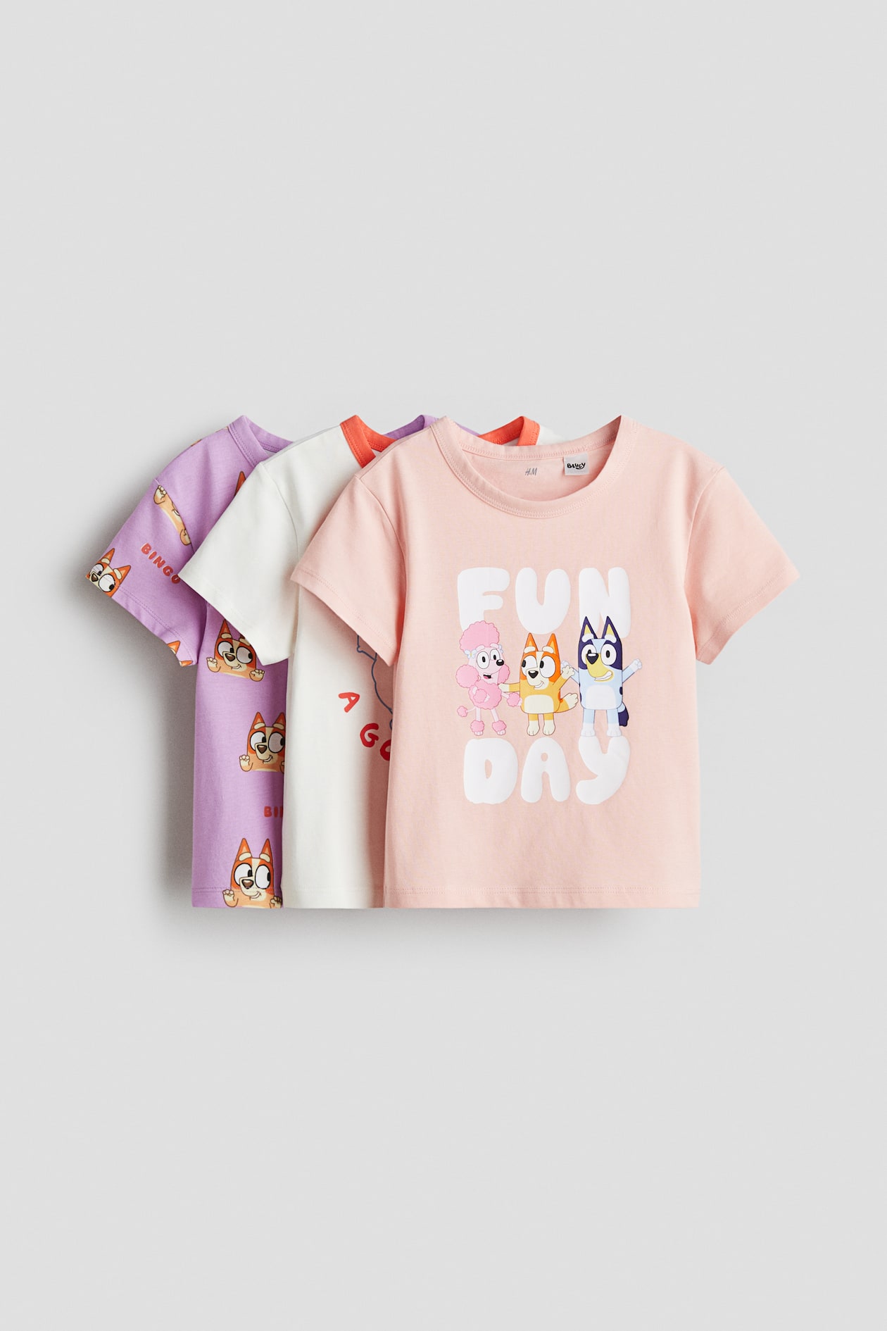 Peach/Bluey 3-pack printed jersey tops for kids | H&M MY