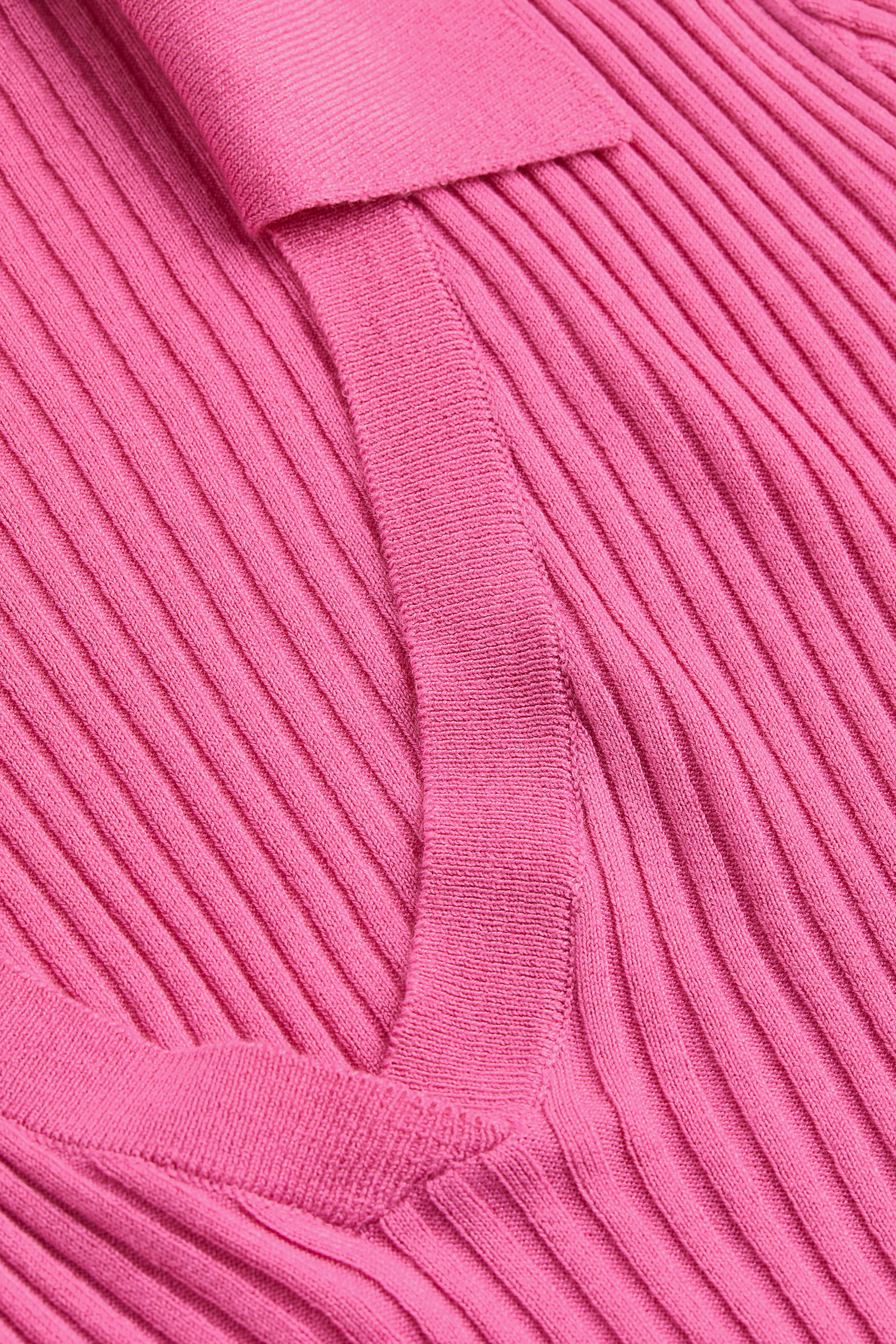 Collared rib-knit top - Pink - Ladies | H&M IE