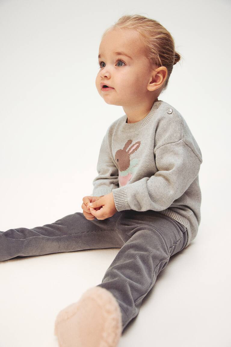 Jacquard-Knit Sweater - Light gray/rabbit - Kids | H&M US
