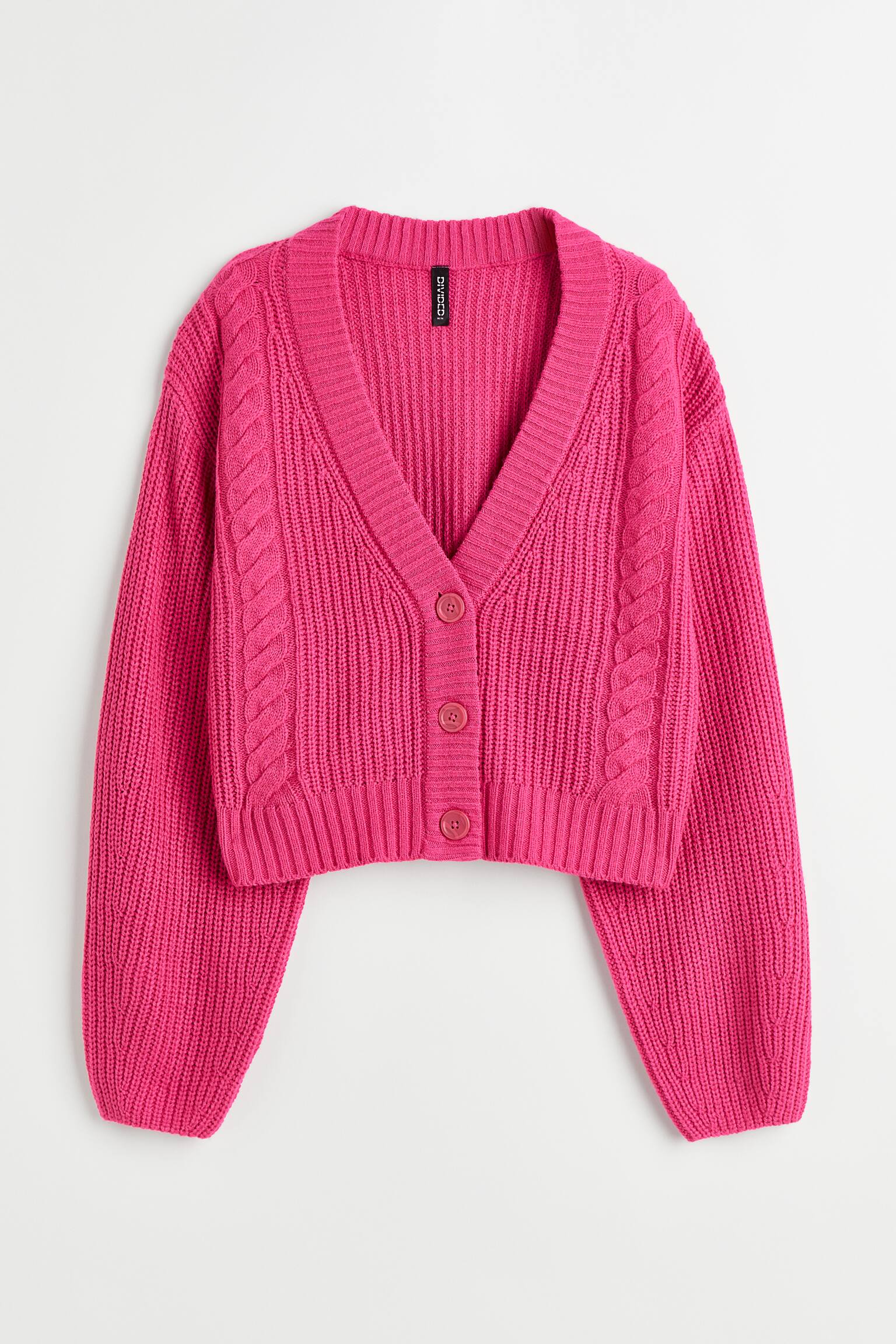 Knit Cardigan - V-neck - Long sleeve - Cerise - Ladies | H&M CA