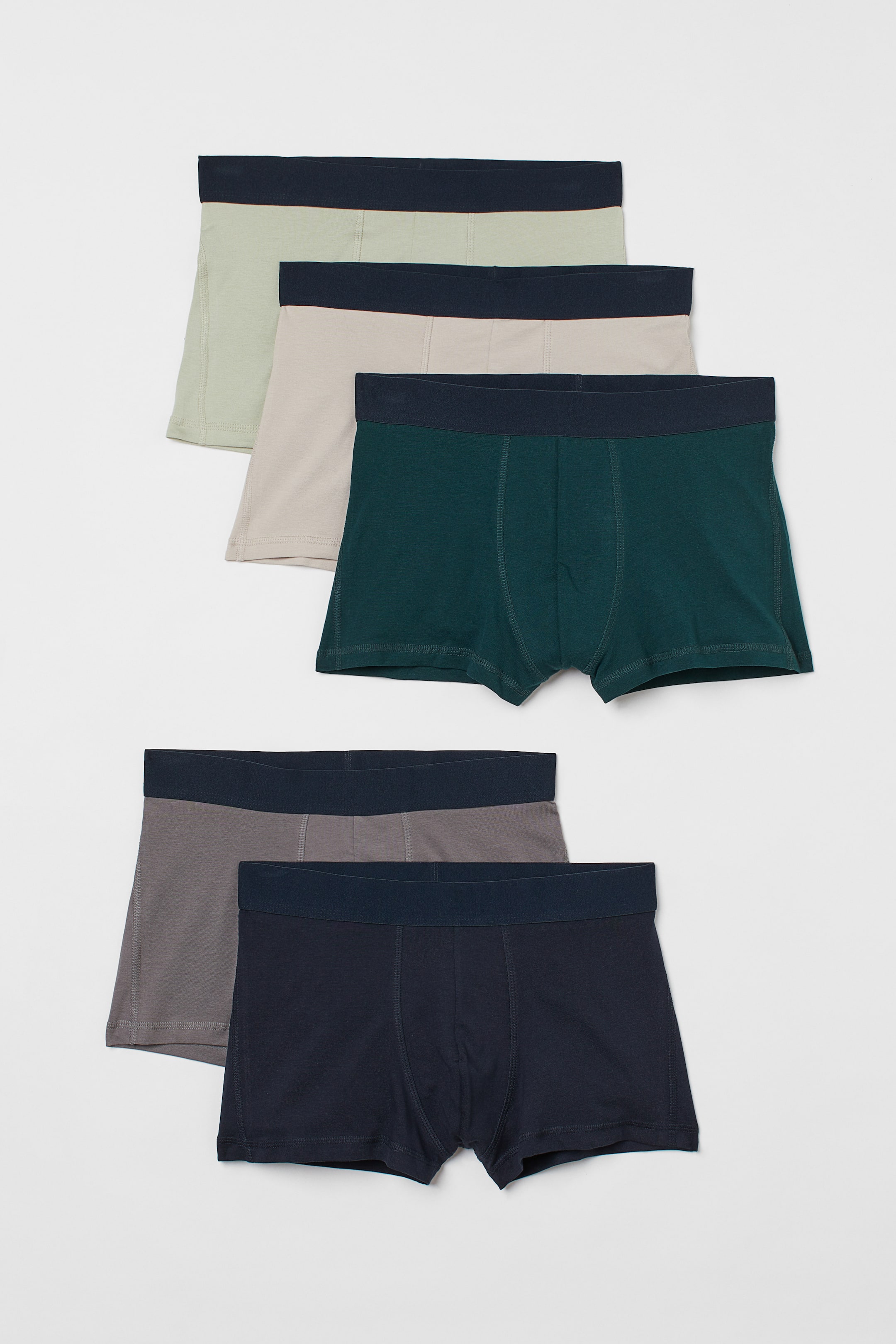 Men’s Light green/Beige 5-pack short trunks with Lycra® | H&M GB