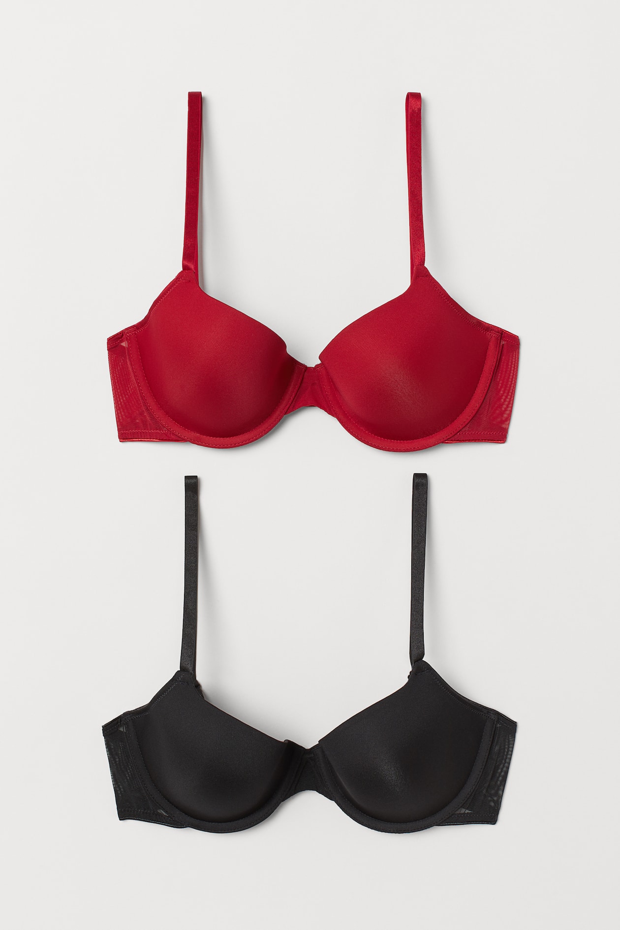 2-pack Padded Underwire Bras - Black/red - Ladies | H&M US