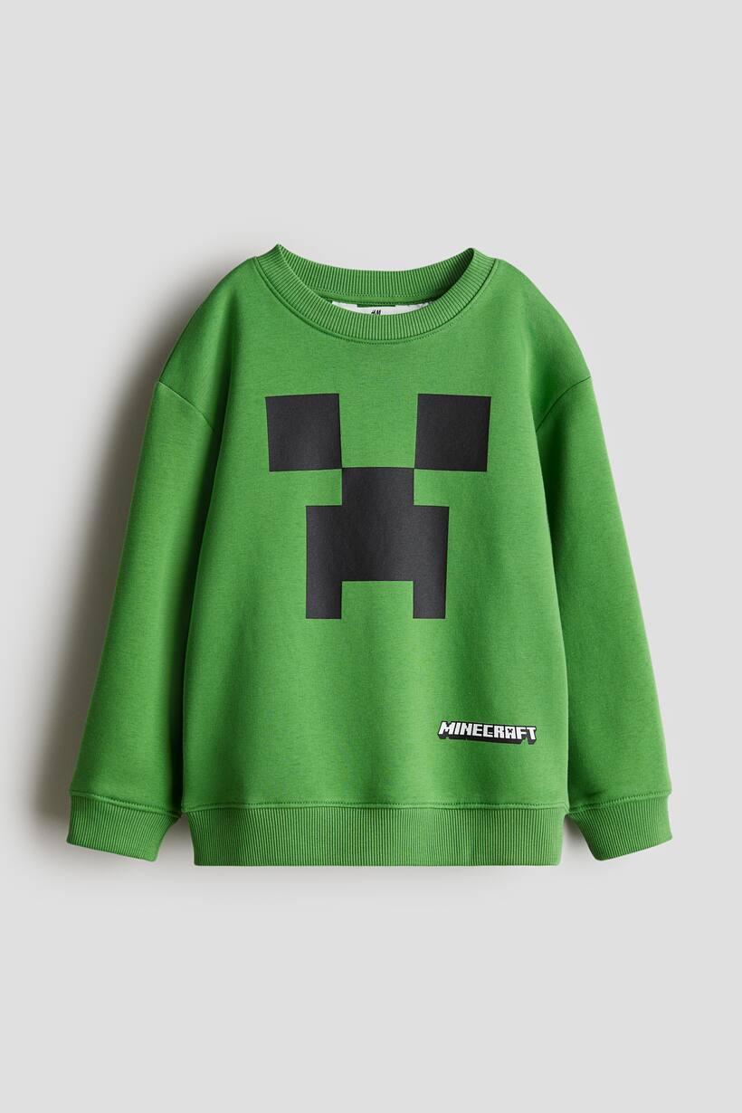 Printed Sweatshirt - Green/Minecraft - Kids | H&M US