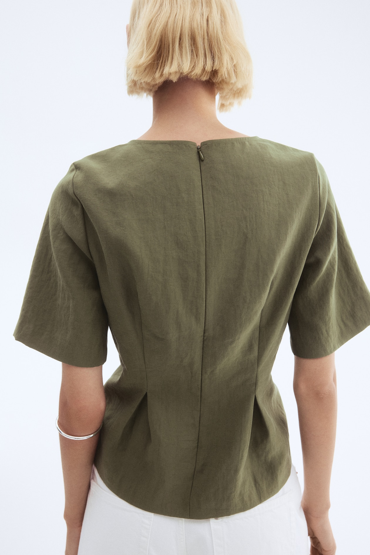 Tapered-Waist Blouse - Dark green - Ladies | H&M PH