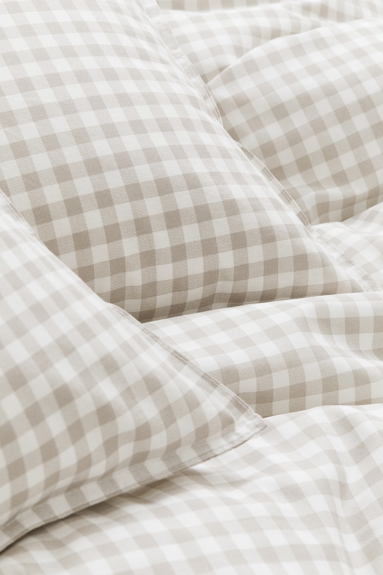 Patterned King/Queen Duvet Cover Set - Light taupe/gingham check - Home ...