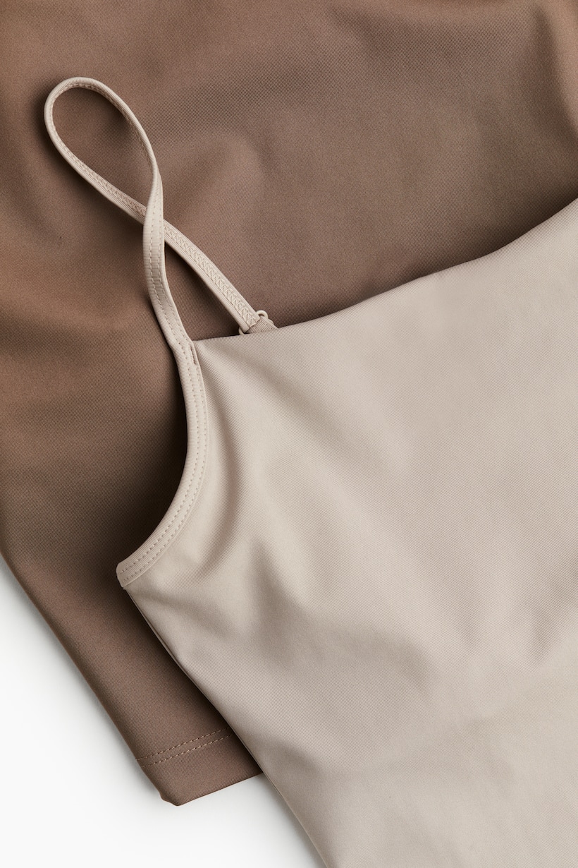 2-pack integral-bra sports tops - Brown/Light beige - Ladies | H&M GB