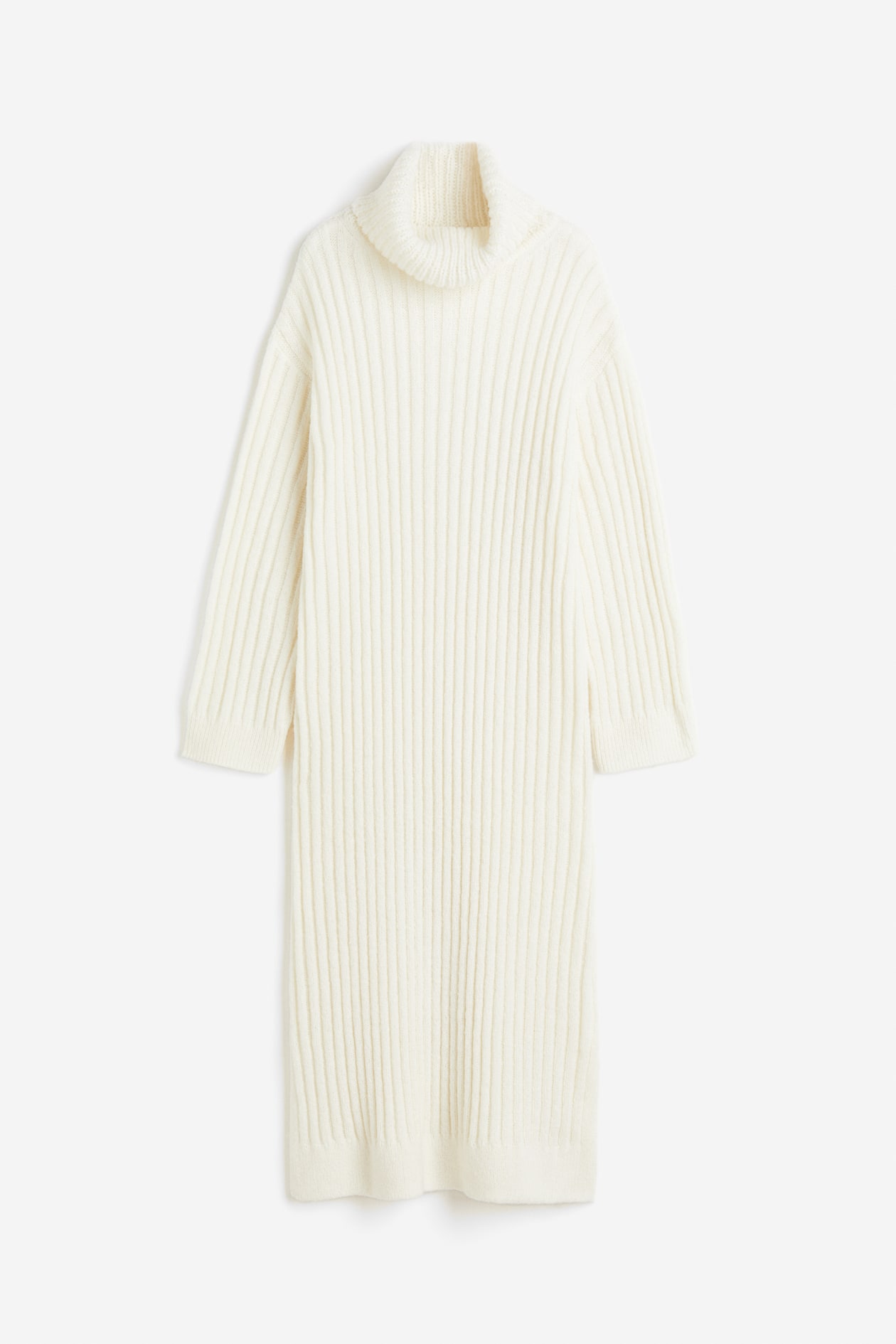 Women's Cream Rib-knit Turtleneck Dress | H&M CA