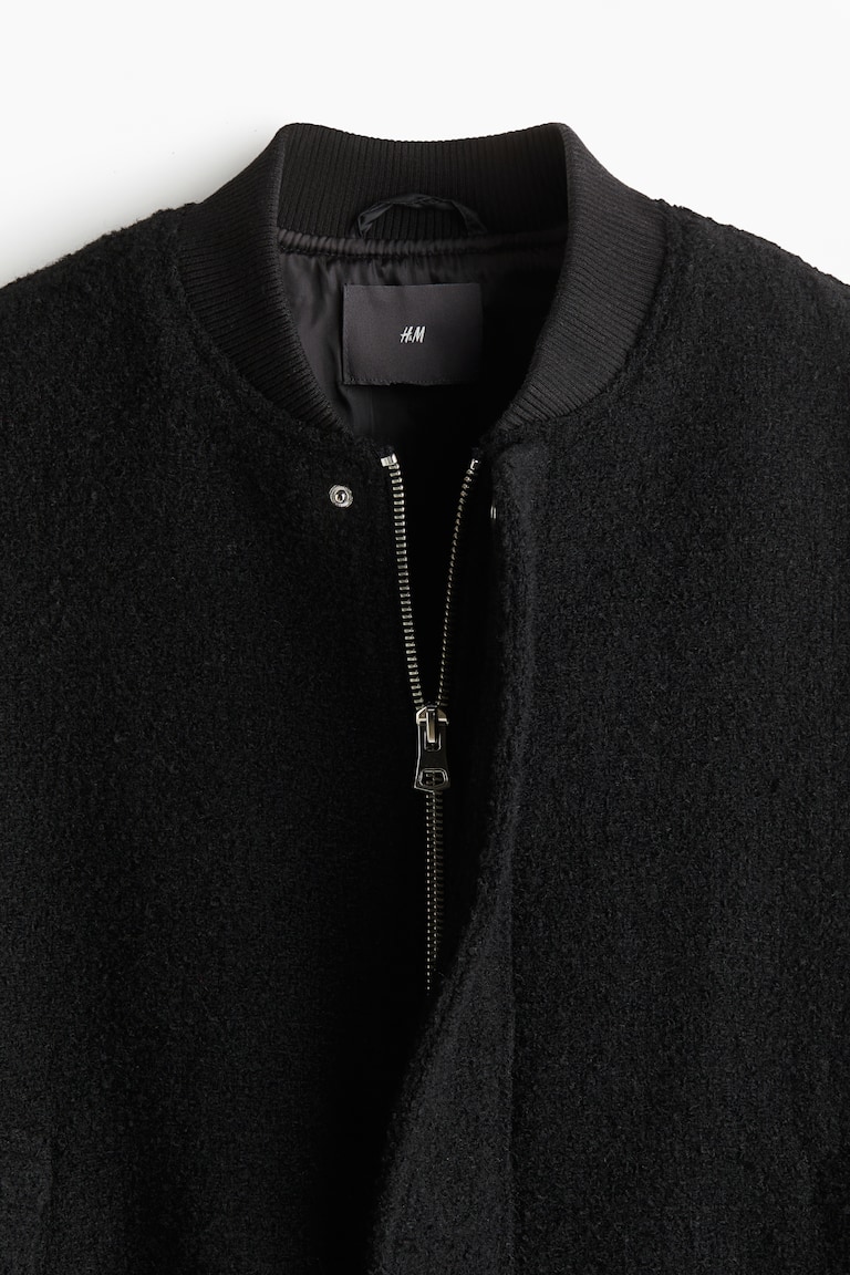 Regular Fit Wool-Blend Bomber Jacket - Black - Men | H&M US