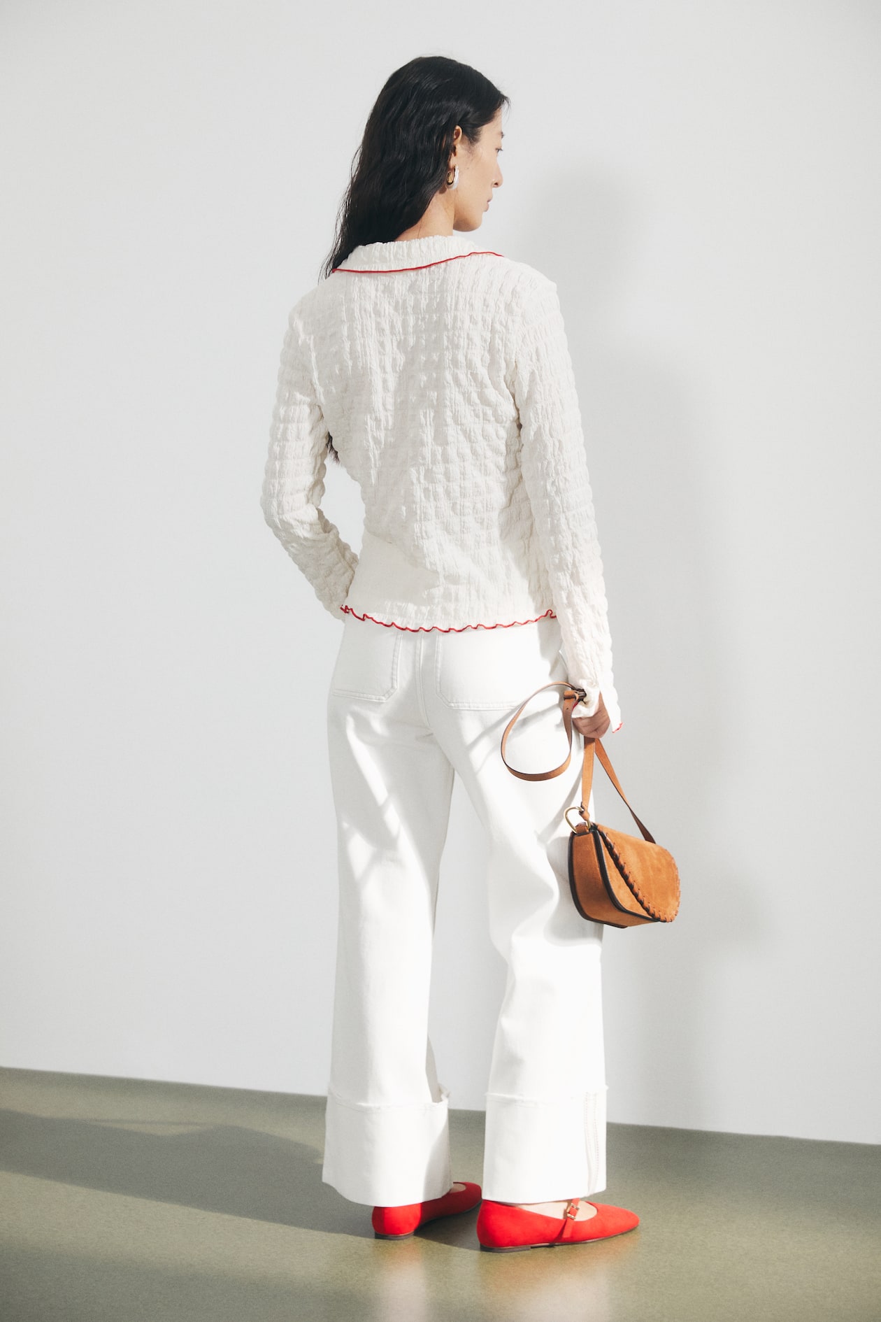 Flared denim trousers - White - Ladies | H&M MY