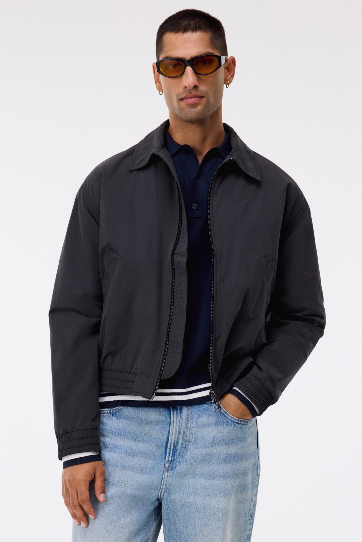 Collared bomber jacket - Dark grey - Men | H&M IN