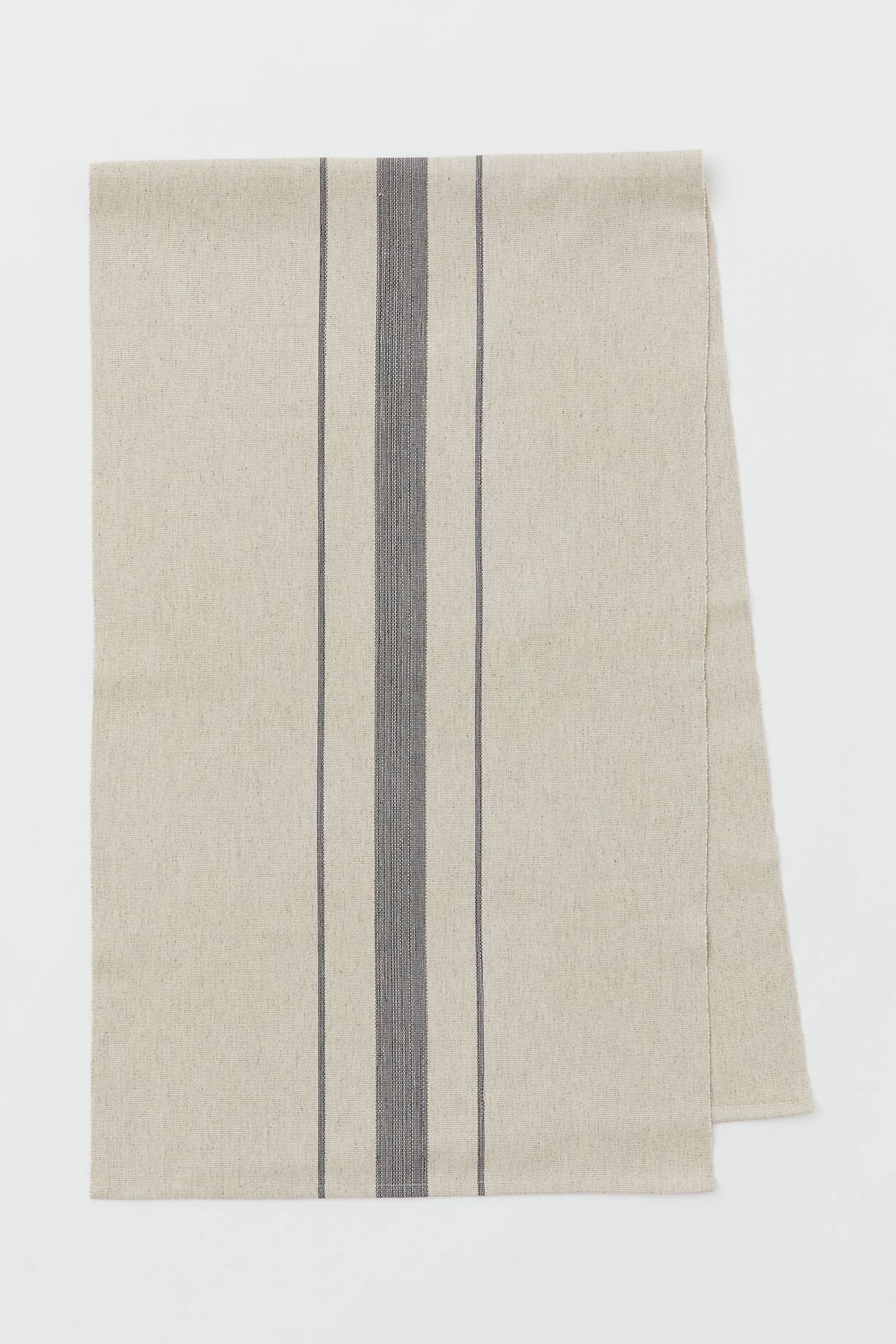 Linen-blend table runner - Light beige/Striped - Home All | H&M GB