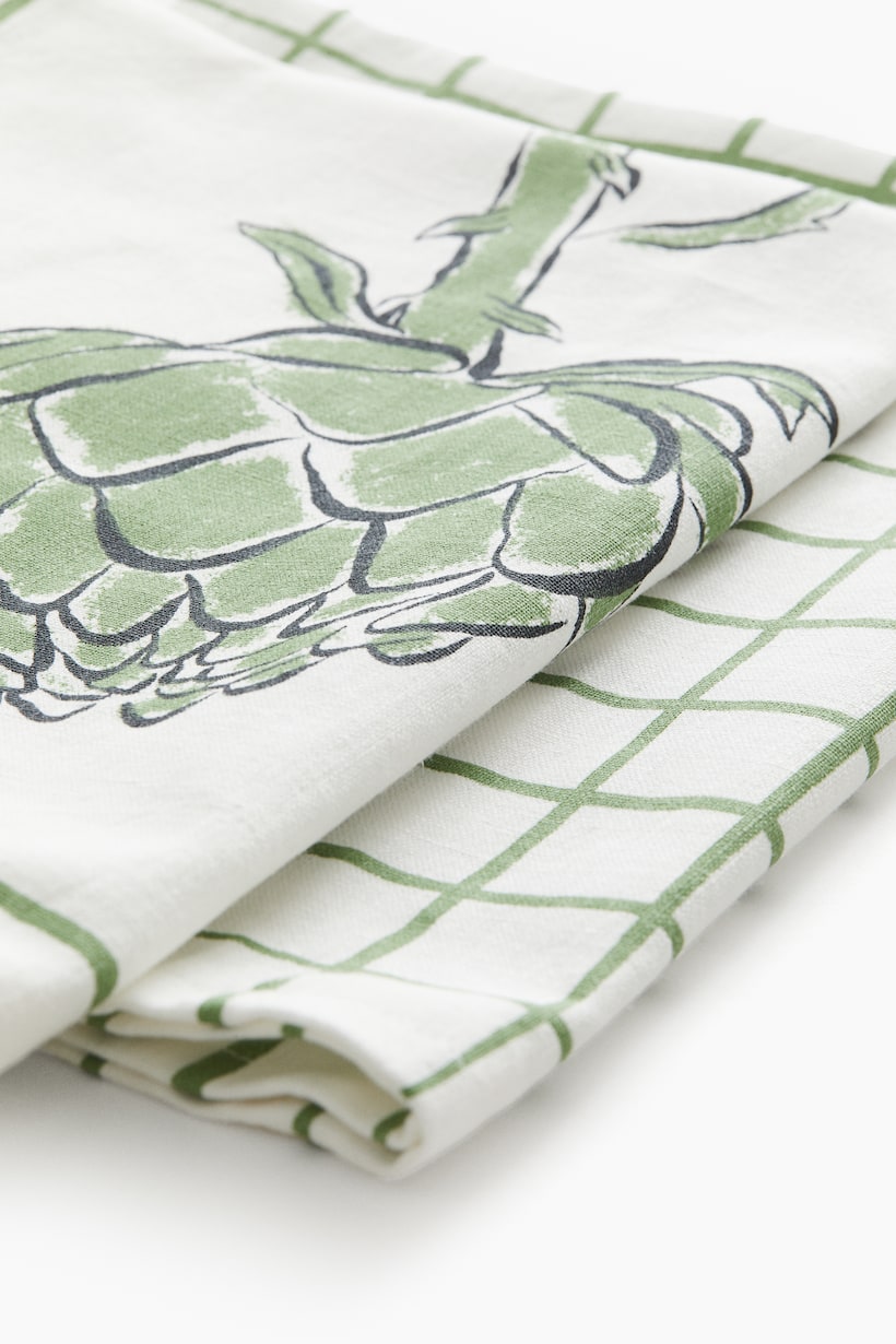 2-pack Tea Towels - Green/patterned - Home All | H&M US