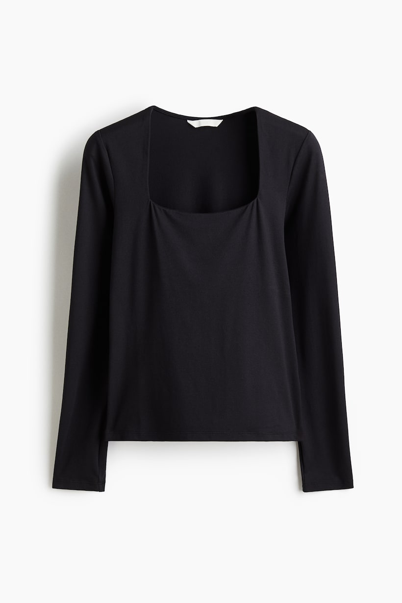 Women's Black Long-sleeved Jersey Top | H&M US