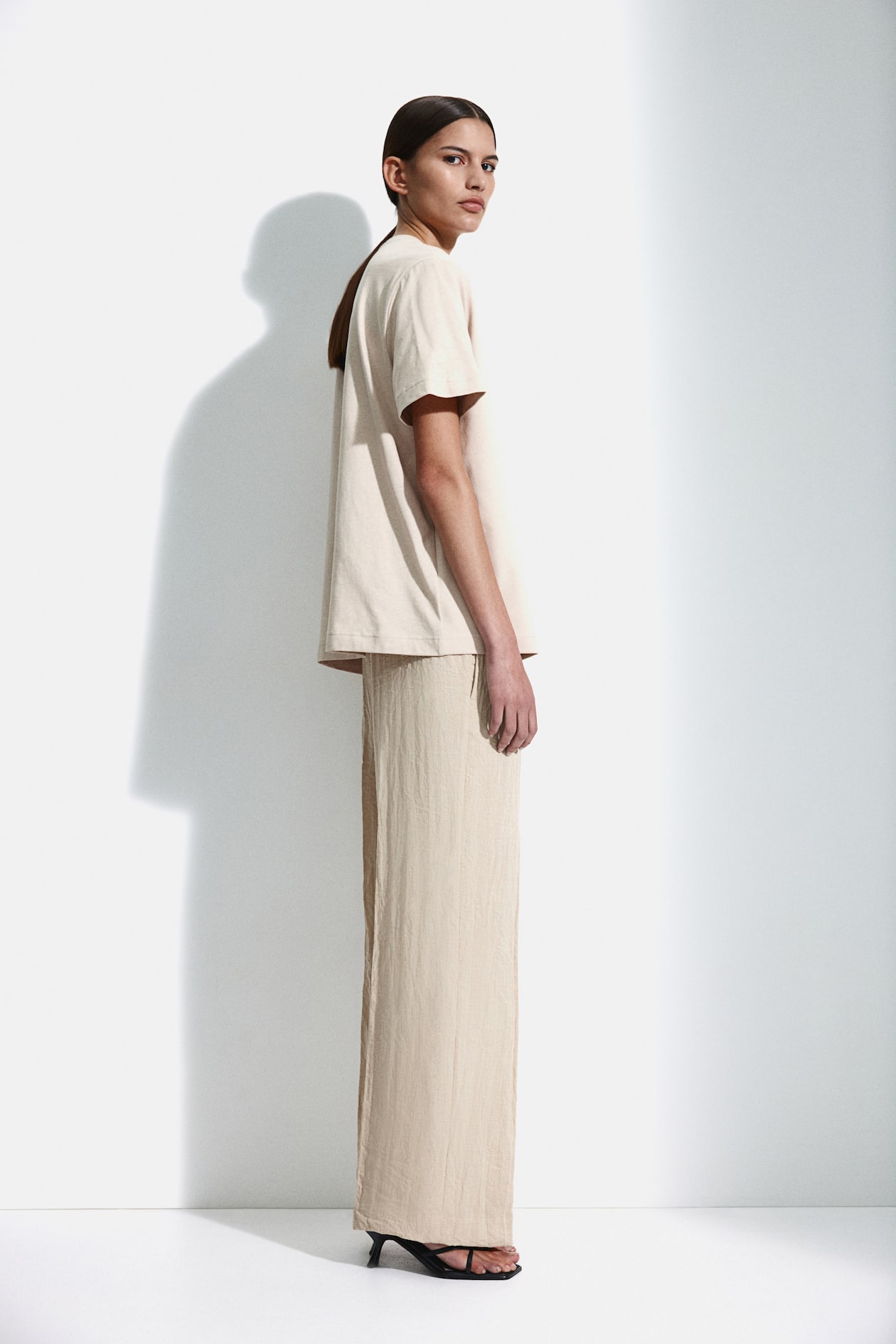 Wide-Leg Pull-On Pants - Light beige - Ladies | H&M US