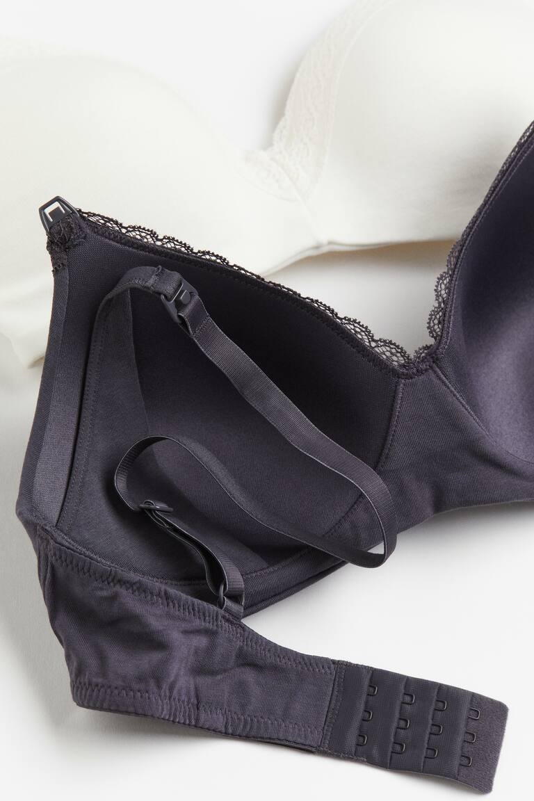Women's White/dark gray MAMA 2-pack Padded Nursing Bras | H&M CA