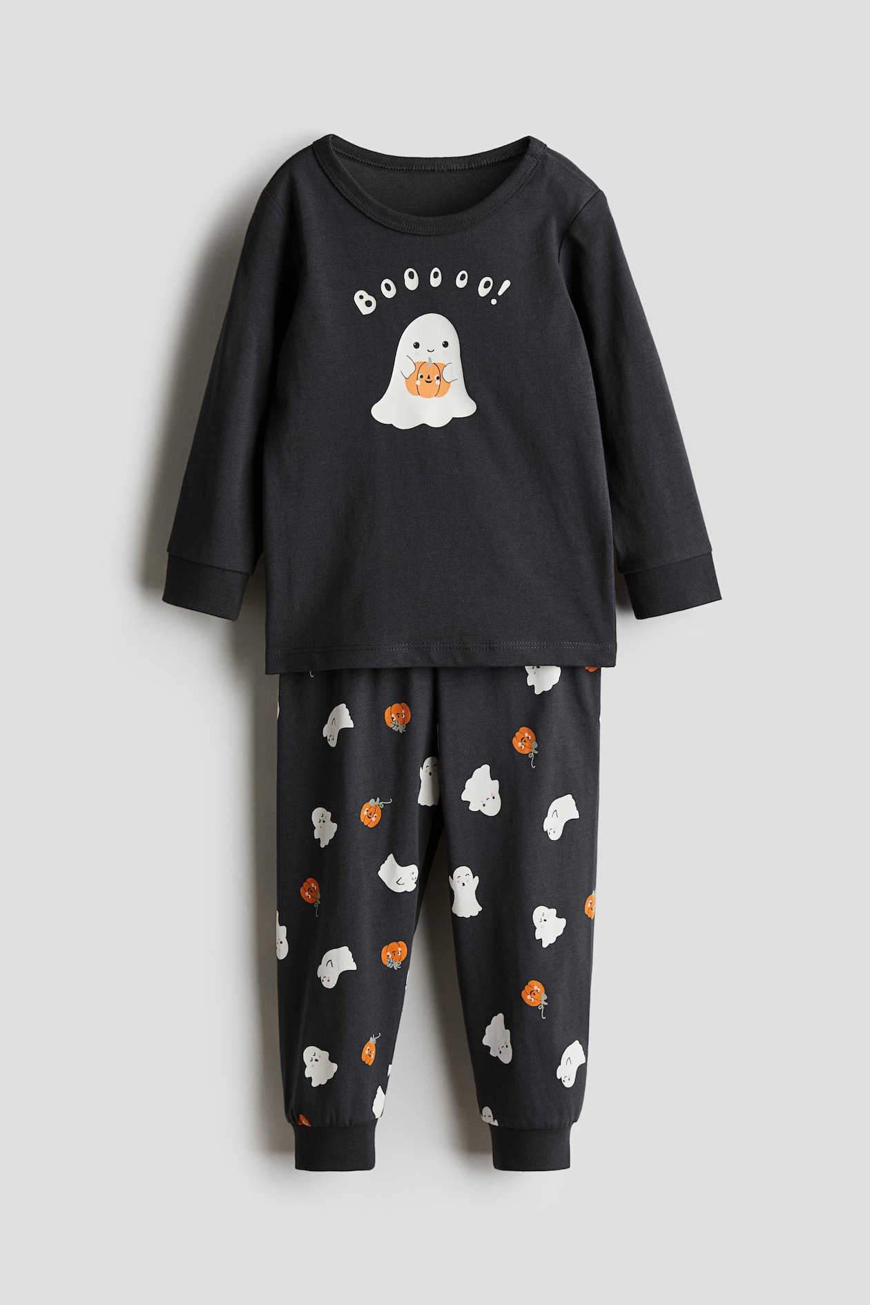 Dark grey/Ghost Print Cotton Pyjama Set for kids | H&M AU