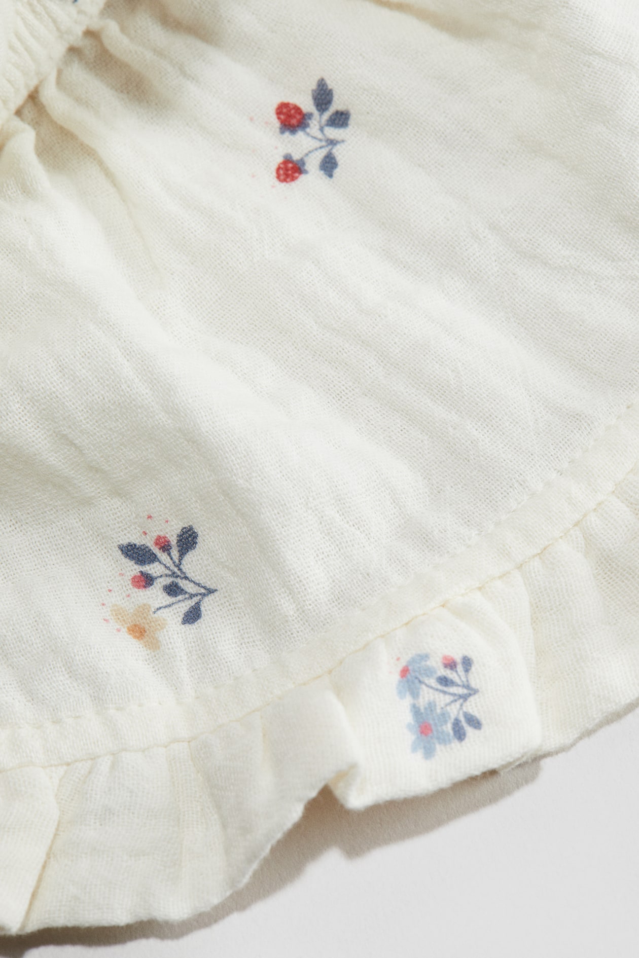 Ear-detail Muslin Cap - White/floral - Kids | H&M US