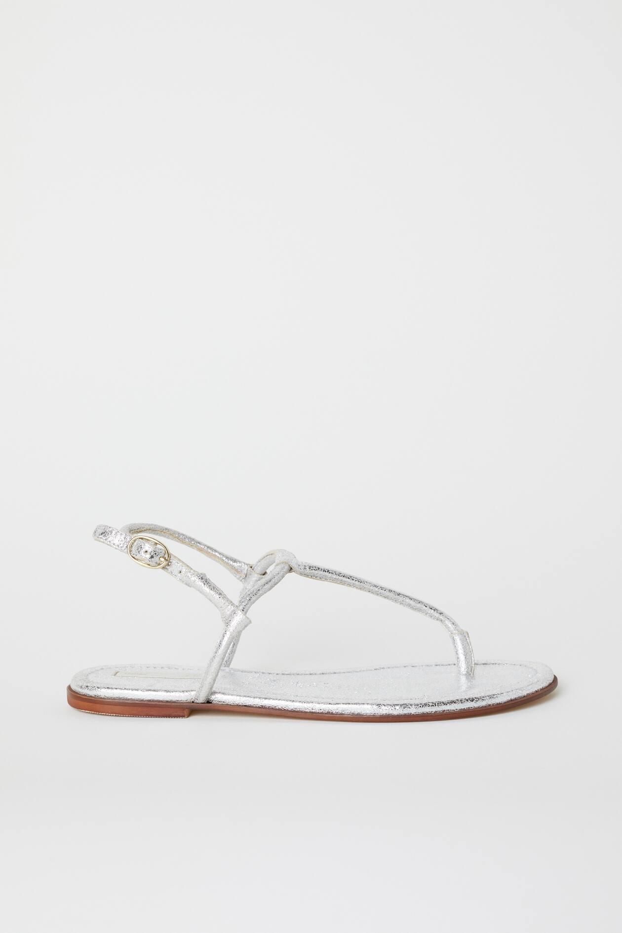 Remsandaler i läder - Silver - DAM | H&M SE