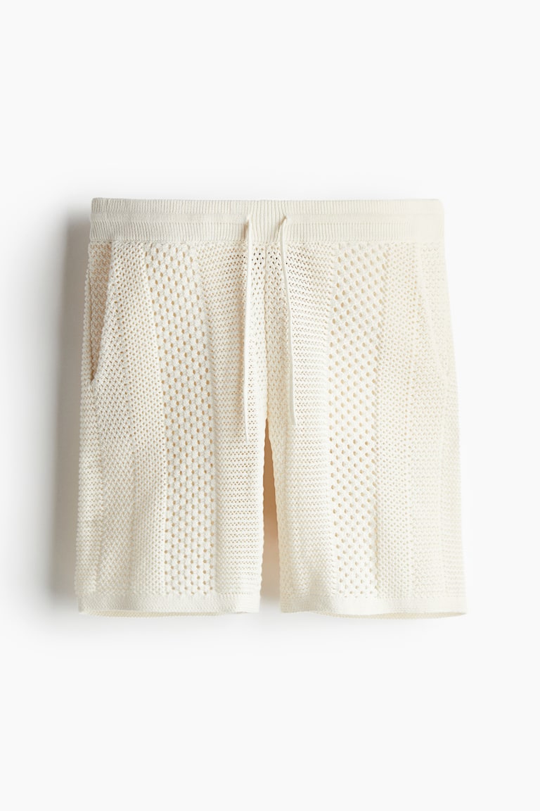 Regular Fit Hole-knit Shorts - Cream - Men | H&M US