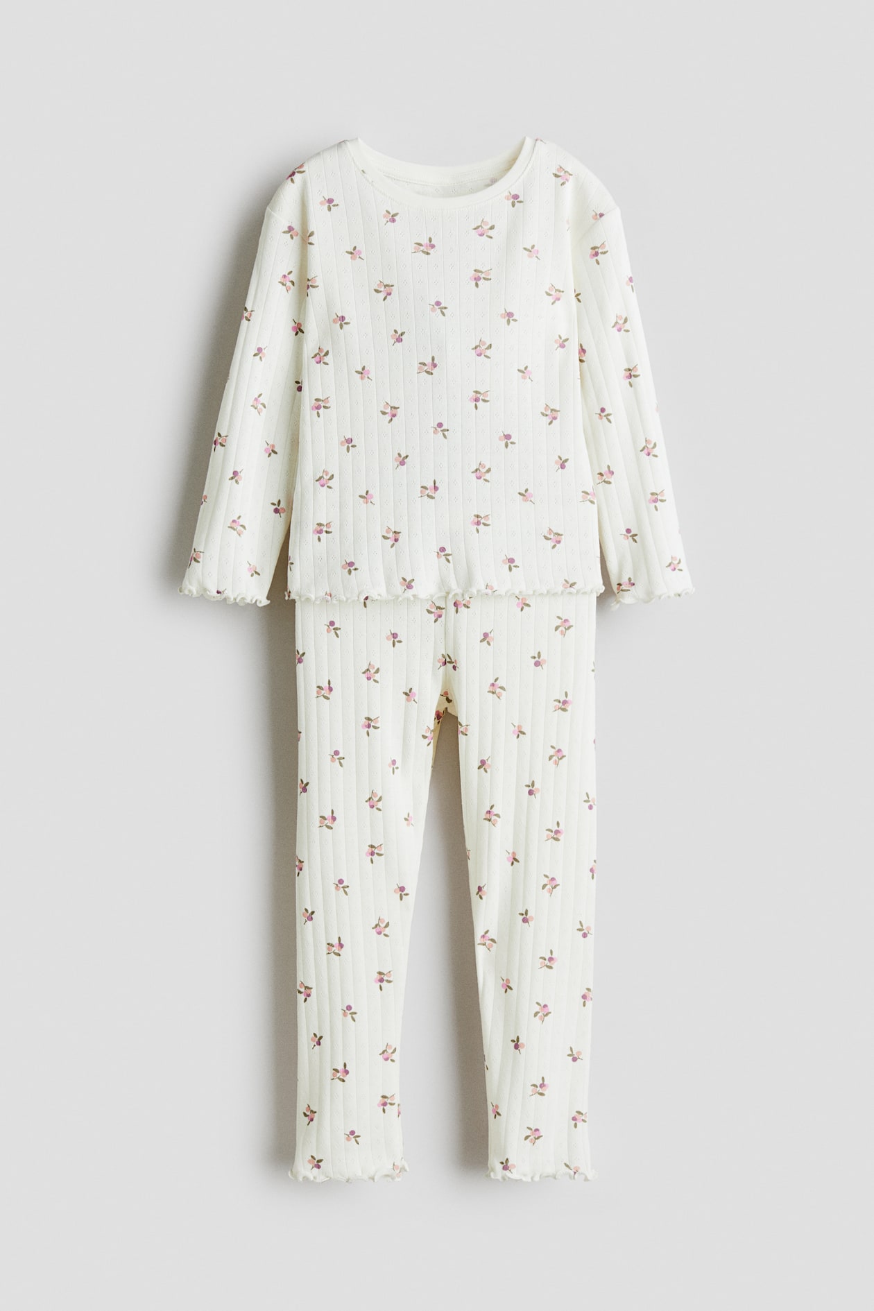 Ribbed cotton pyjamas - White/Berries - Kids | H&M GB
