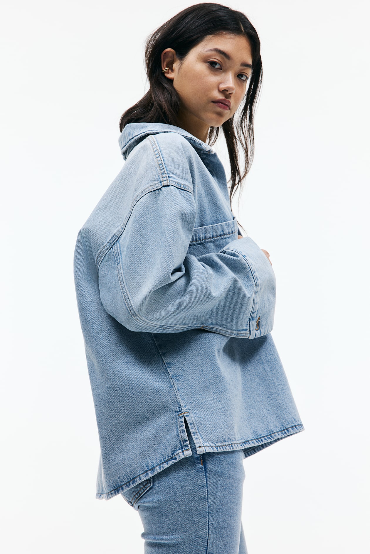 Oversized denim pop-over hemd - Licht denimblauw - DAMES | H&M BE