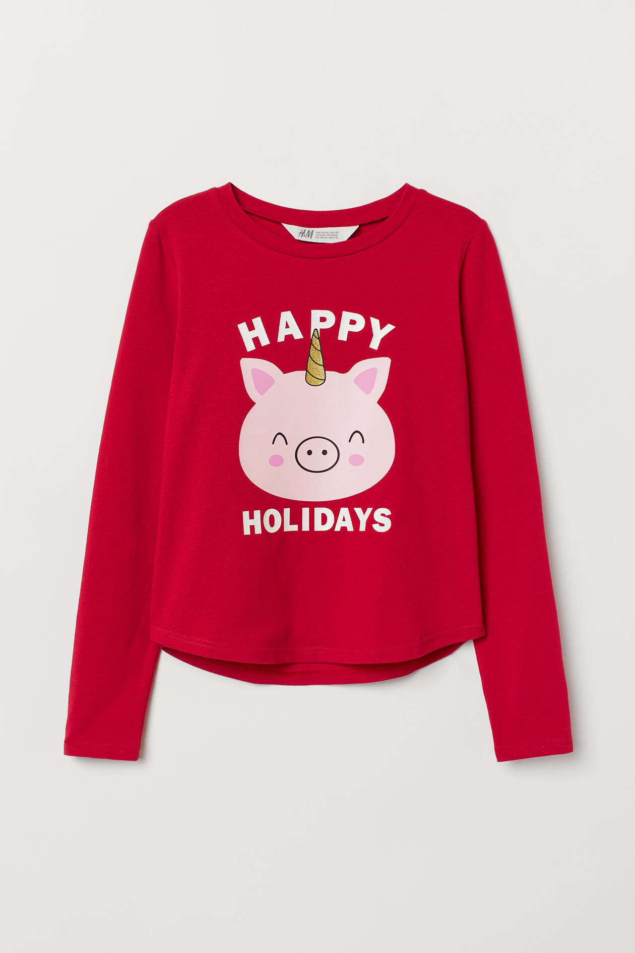 Printed jersey top - Röd/Gris - BARN | H&M SE