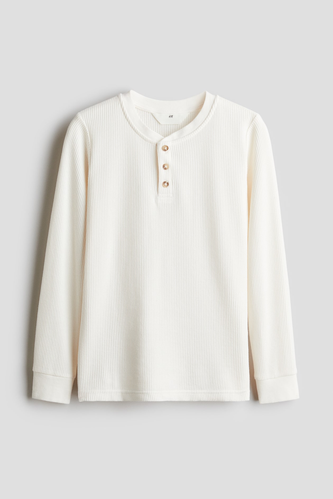 Natural white Waffled jersey Henley top for kids | H&M GB