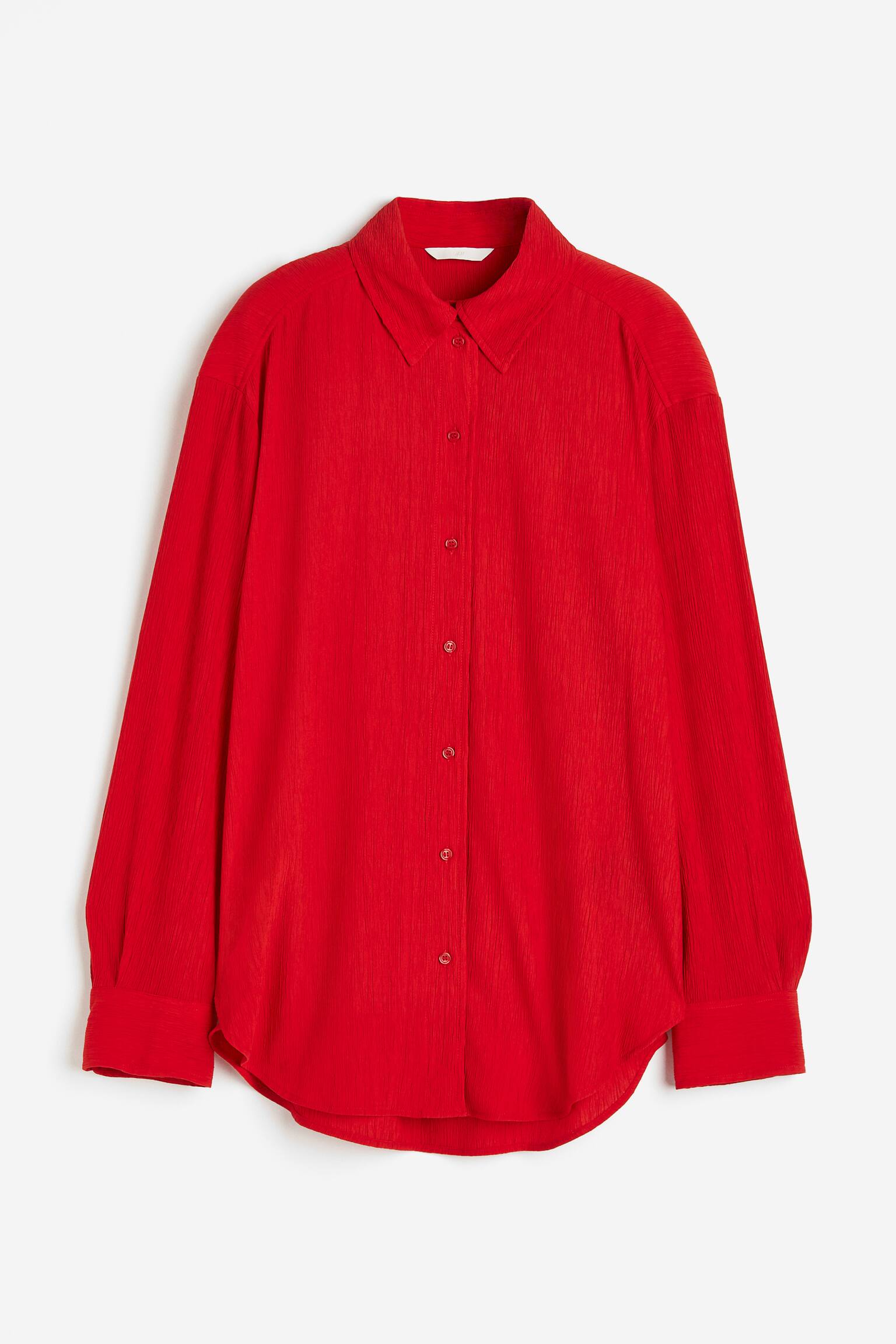 Crinkled shirt - Red - Ladies | H&M IN