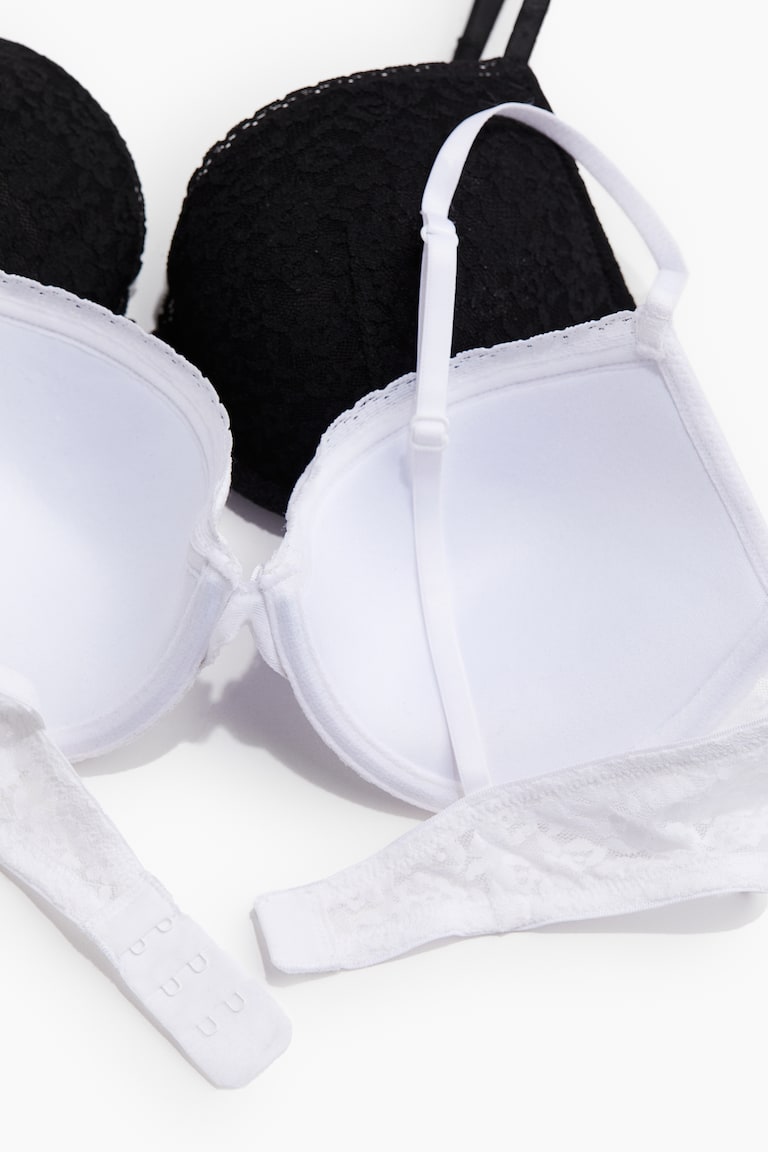 Women's Black/white 2-pack Lace Push-up Bras | H&M US