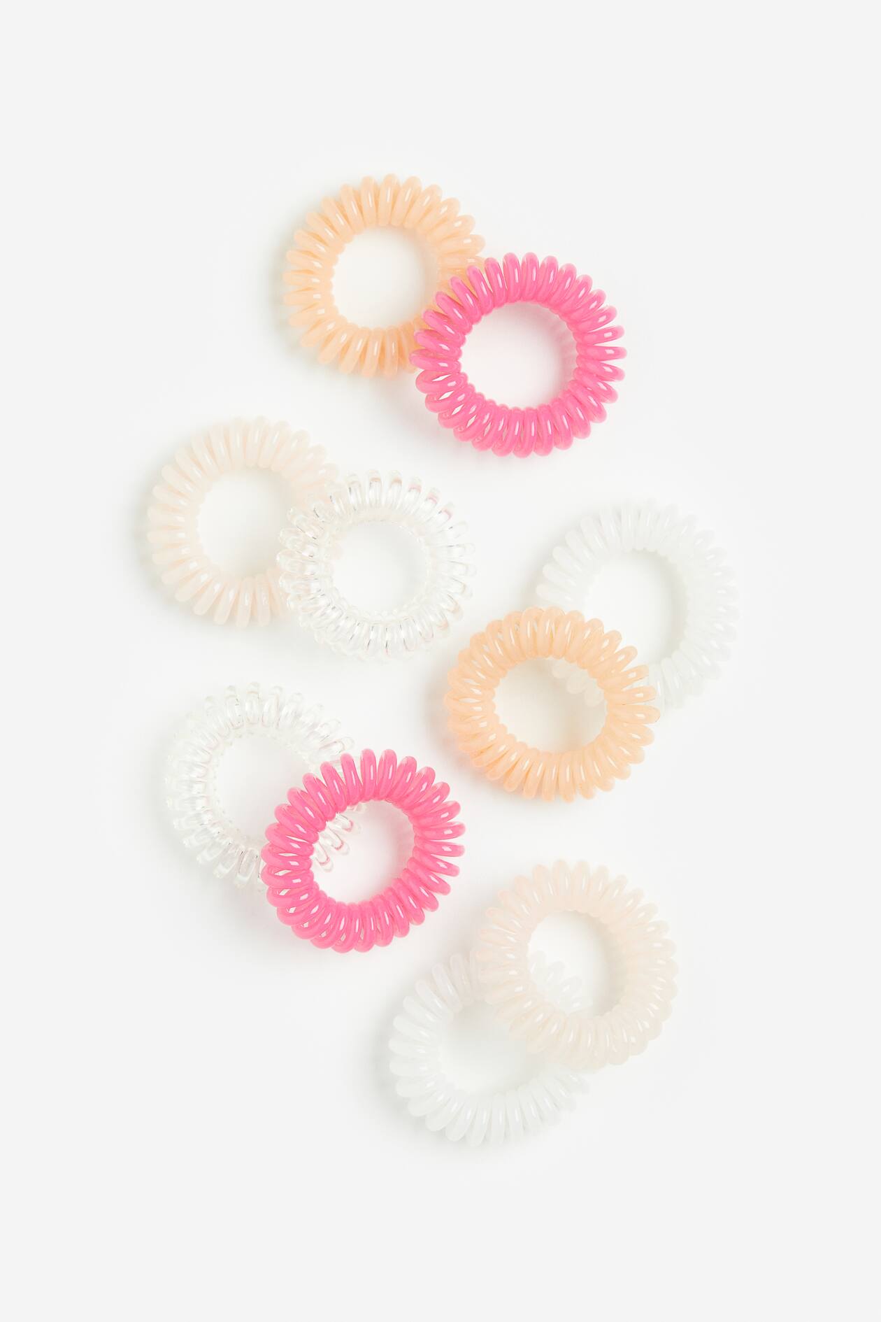 Women's Beige/pink/light beige 10-pack Spiral Hair Elastics | H&M US