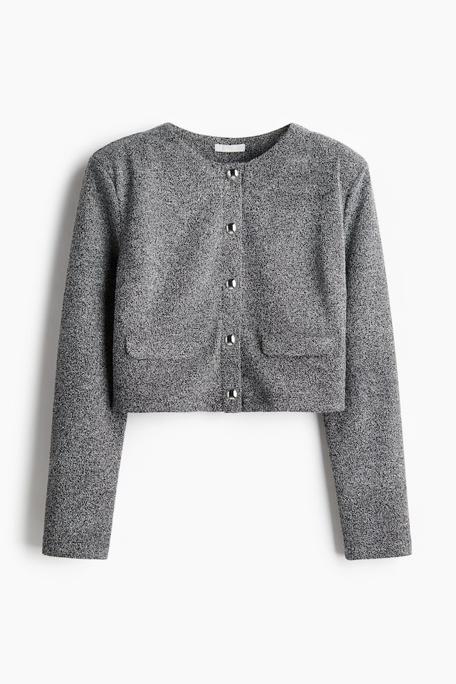 Women's Black melange Shoulder-Pad Cardigan | H&M US