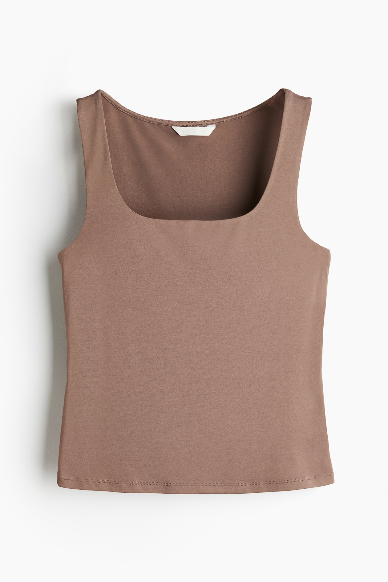 Square-Neck Tank Top - Dark beige - Ladies | H&M US