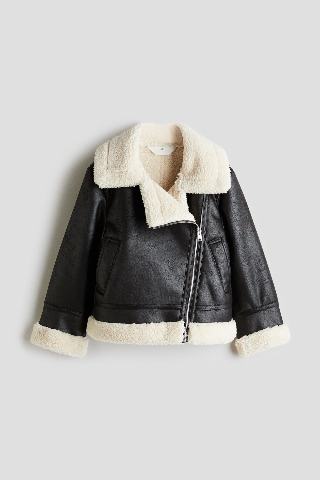Aviator jacket - Black/Light beige - Kids | H&M GB