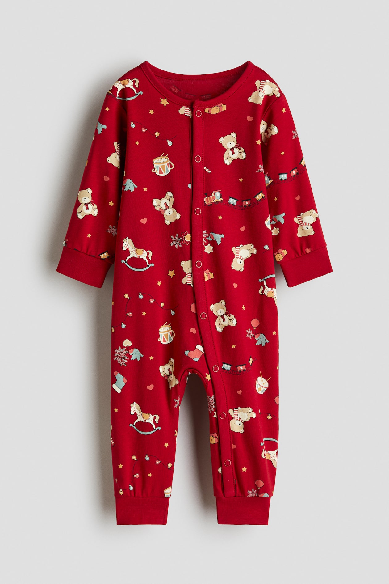 Red/Christmas Patterned sleepsuit for kids | H&M IN